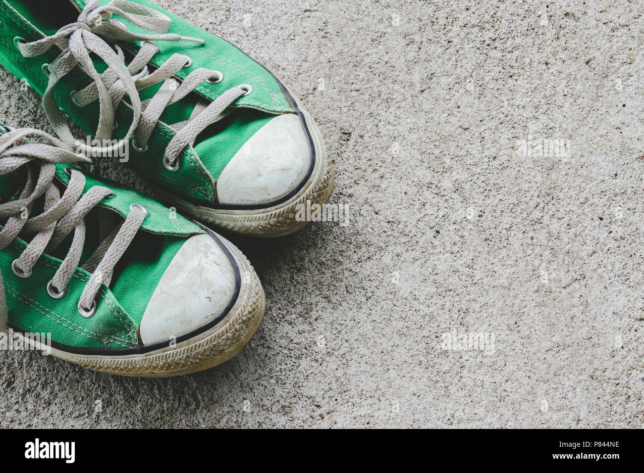 green shoe, sneakers with filter effect retro vintage style Stock Photo ...