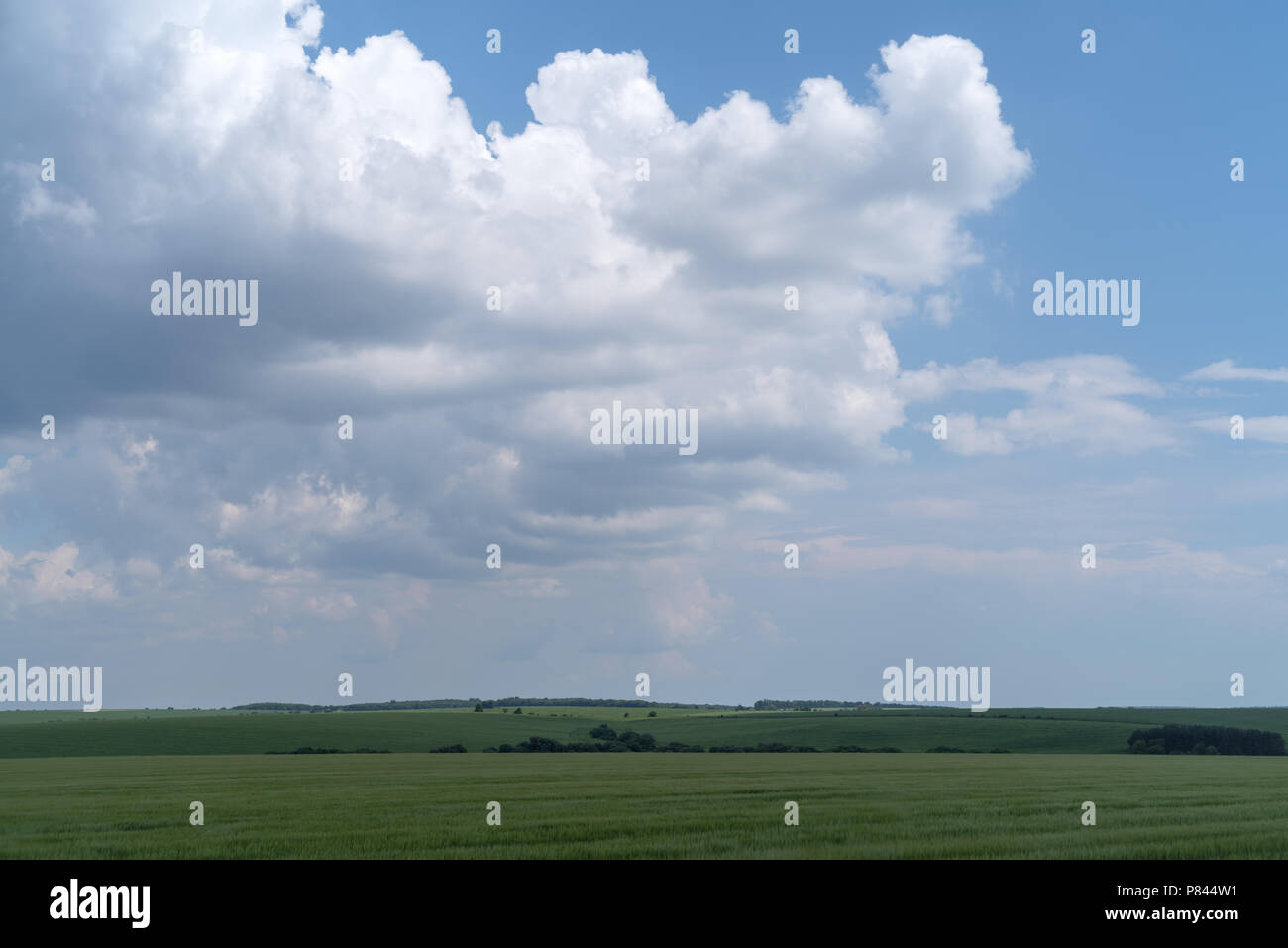 Storm clouds overcast countryside, Podilski Tovtry National nature park ...