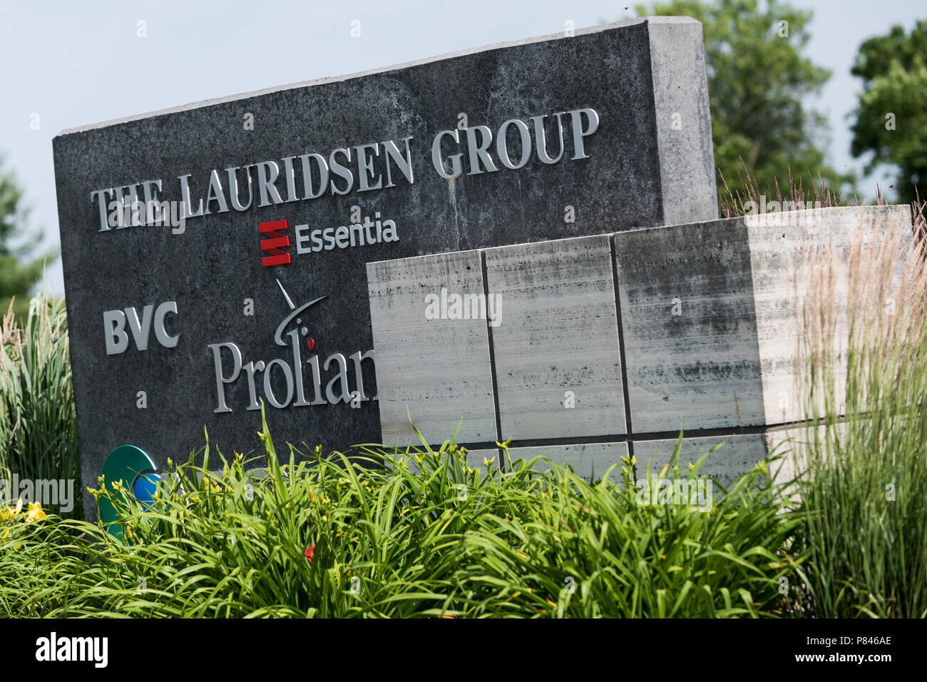 A logo sign outside of the headquarters of The Lauridsen Group in Ankeny, Iowa, on June 30, 2018 ...
