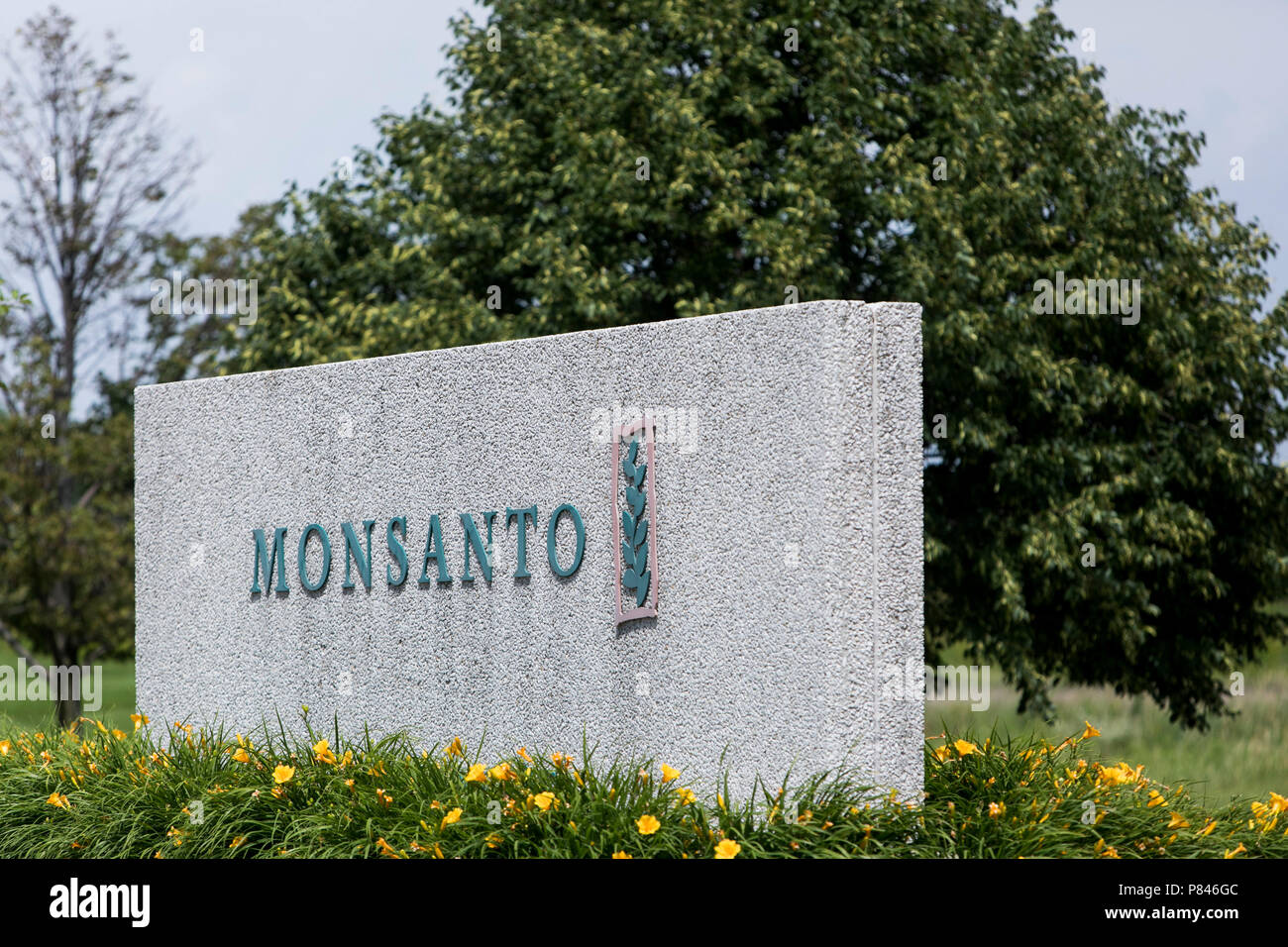 A logo sign outside of a facility occupied by the Monsanto Company in ...