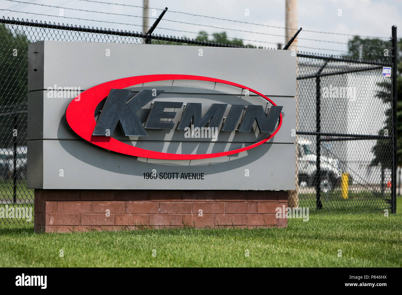 A logo sign outside of a facility occupied by Kemin Industries in Des ...