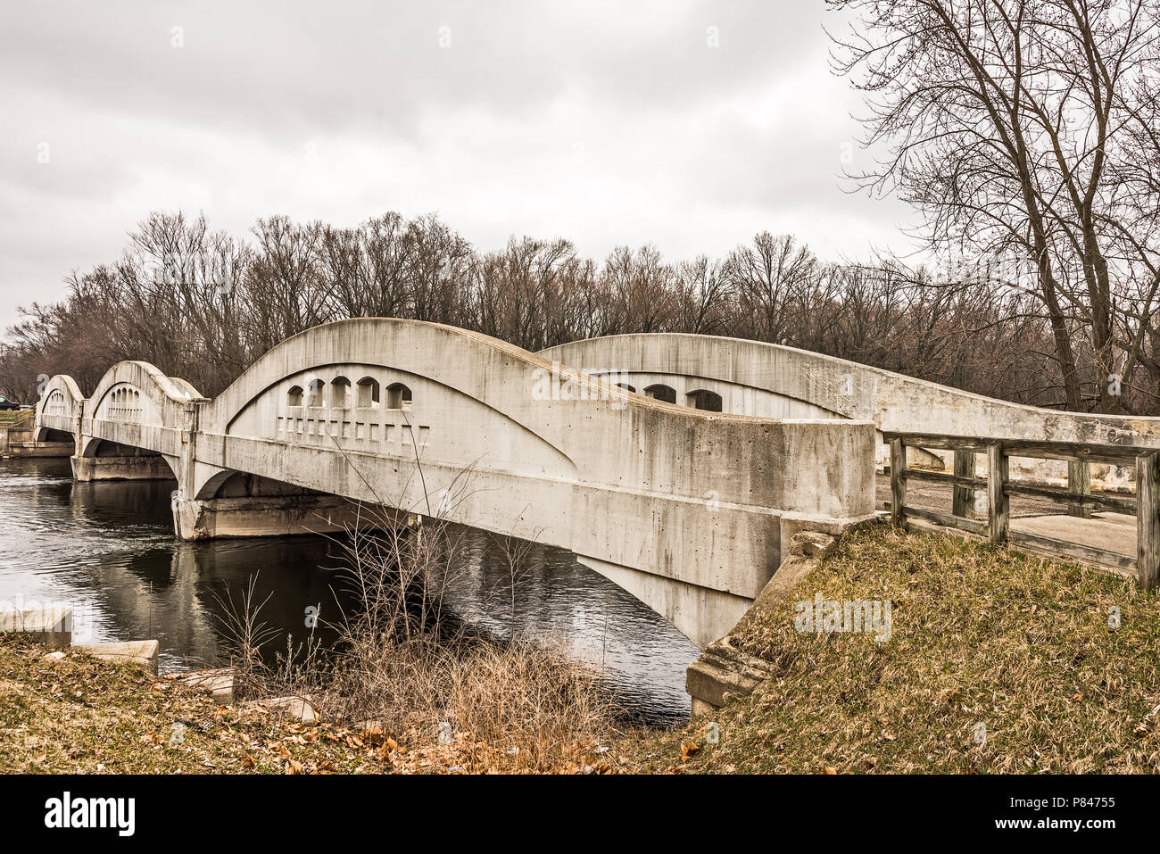 Three-span camelback bridge built in 1922 has been used as a foot ...