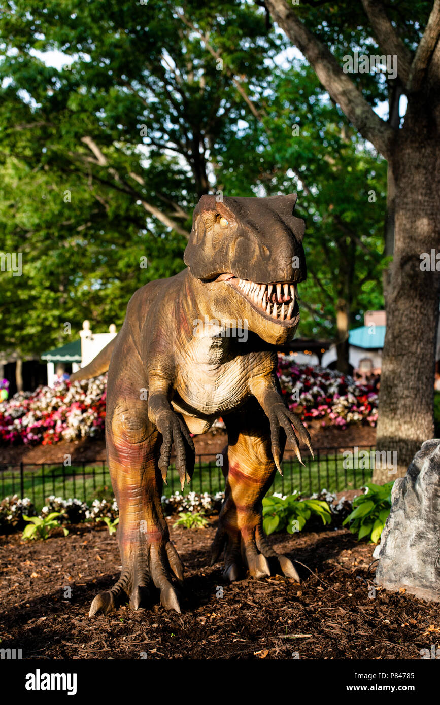 A Tyrannosaurus Rex stalks the Kings Dominion amusement park outside of ...