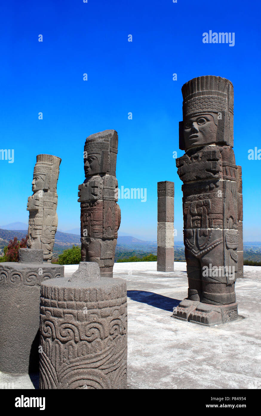 Famous Toltec Atlantes - columns on top Pyramid of Quetzalcoatl, Tula ...