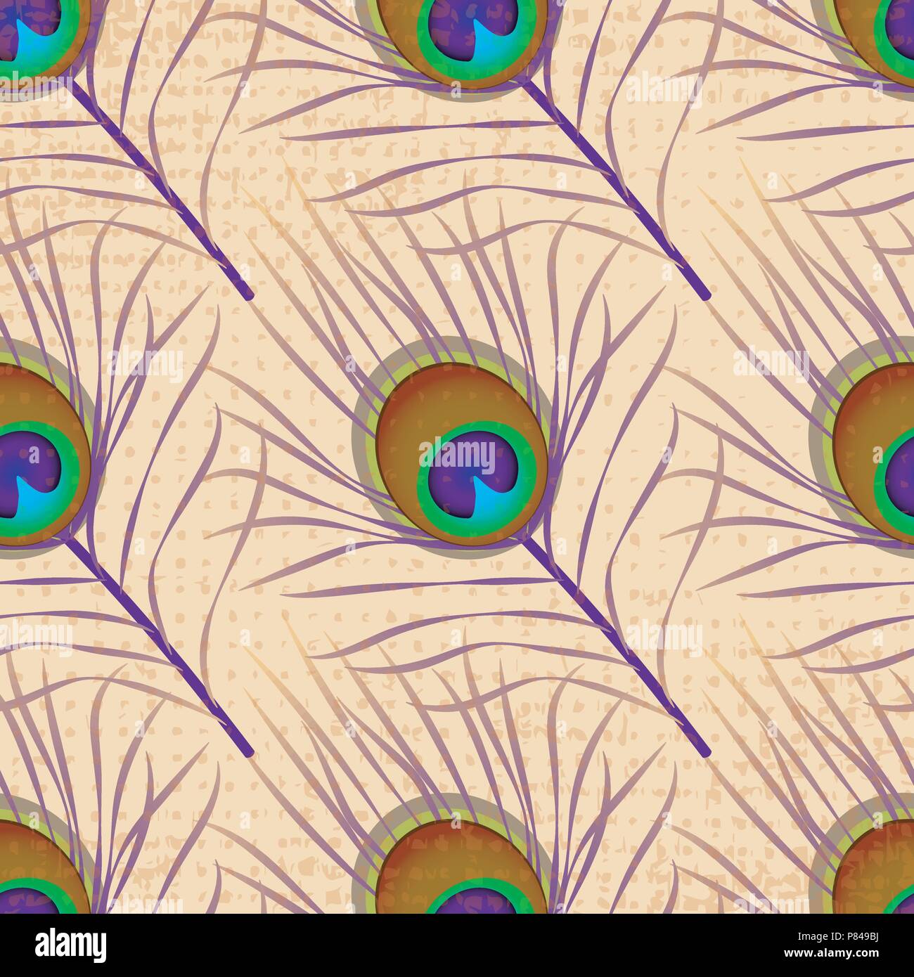 Peacock feather. Grunge texture. Seamless pattern East style Stock ...