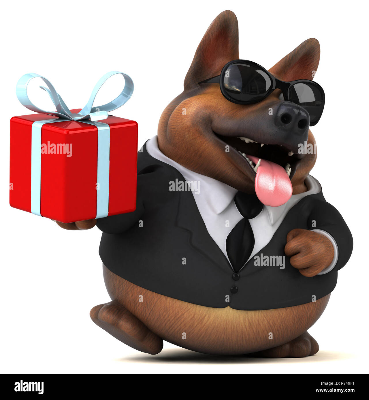 Fun german shepherd dog - 3D Illustration Stock Photo - Alamy