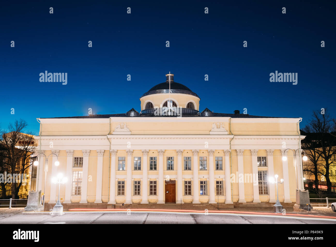 Helsinki, Finland. The National Library Of Finland In Lighting At ...