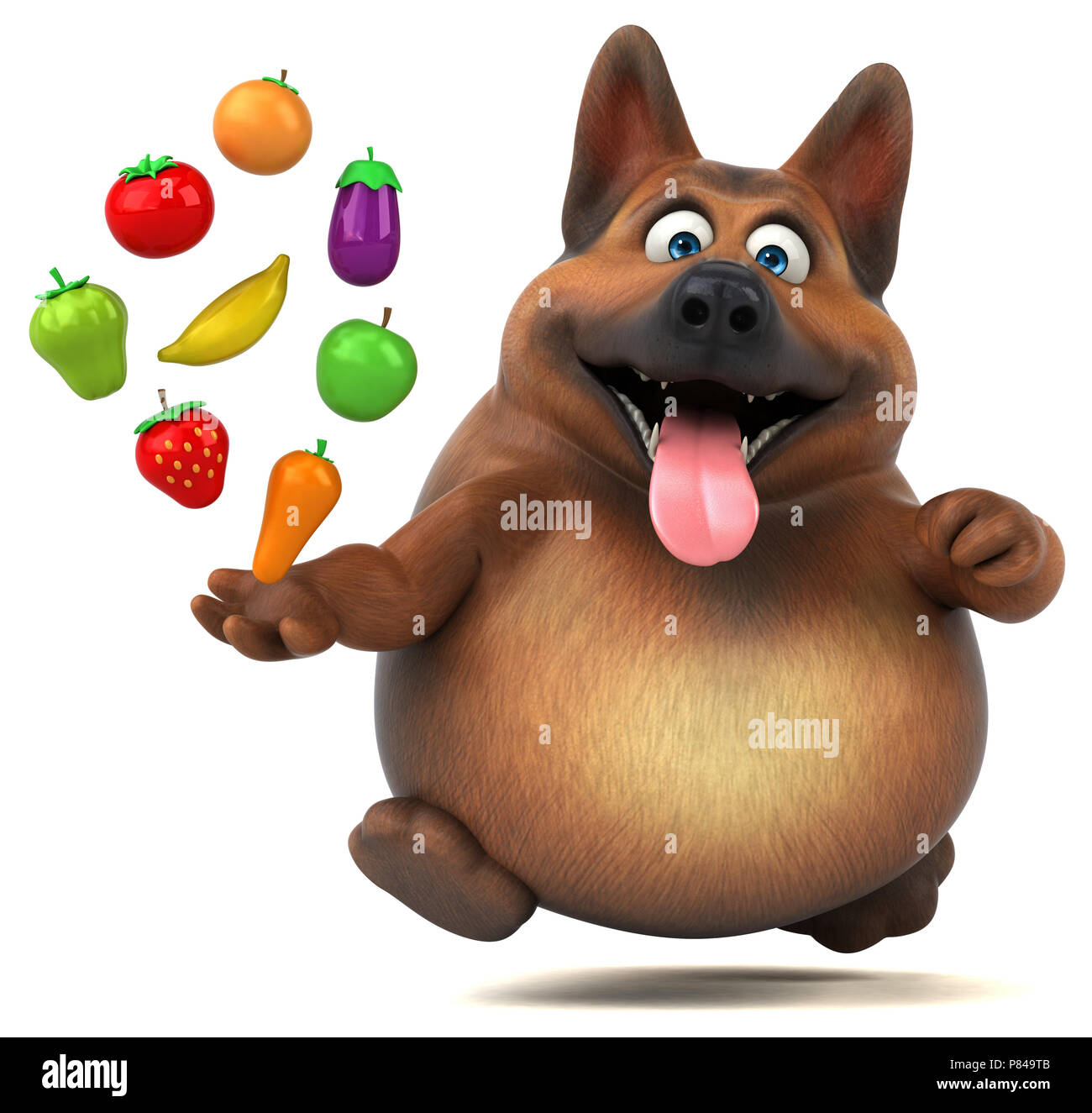 Fun german shepherd dog - 3D Illustration Stock Photo - Alamy