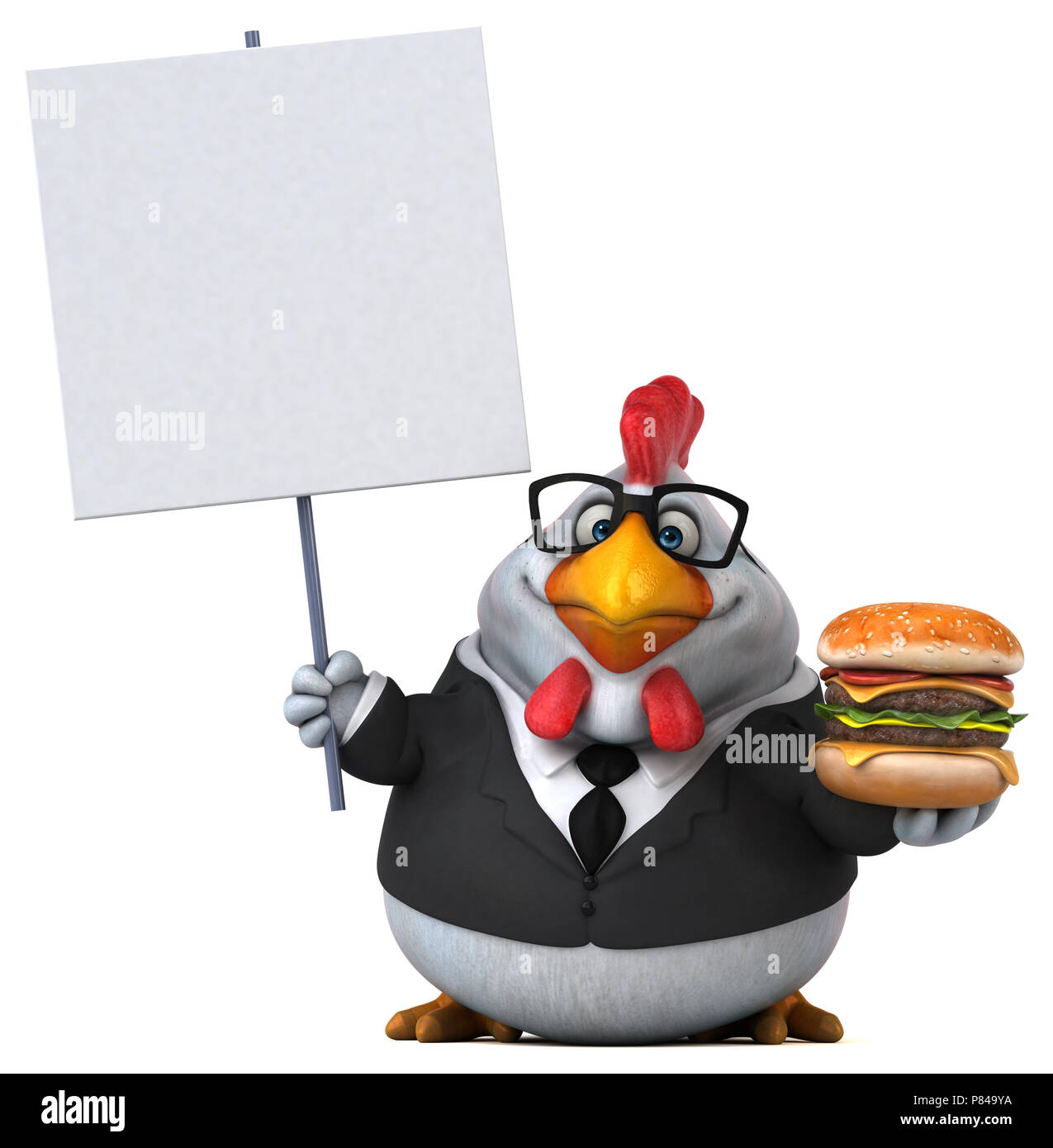 Fun chicken - 3D Illustration Stock Photo - Alamy