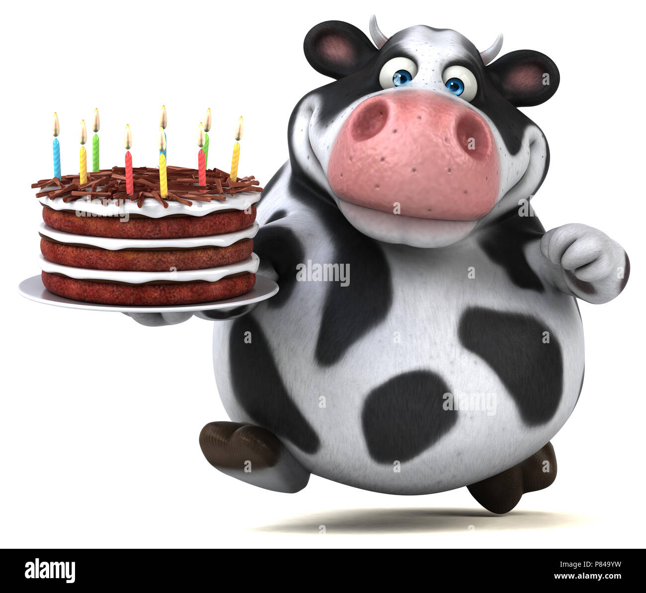 Fun cow - 3D Illustration Stock Photo - Alamy