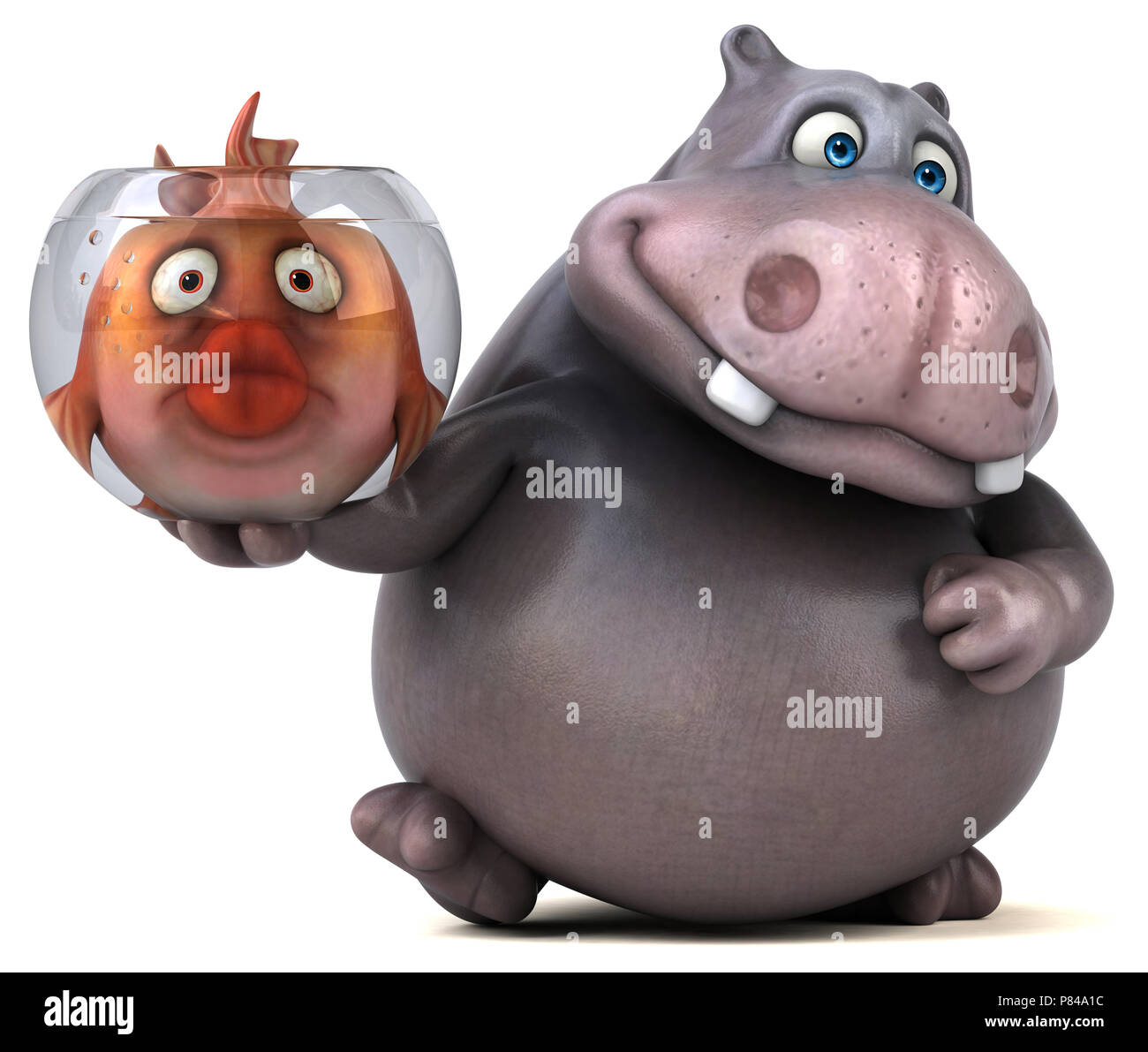 Fun hippo - 3D Illustration Stock Photo - Alamy