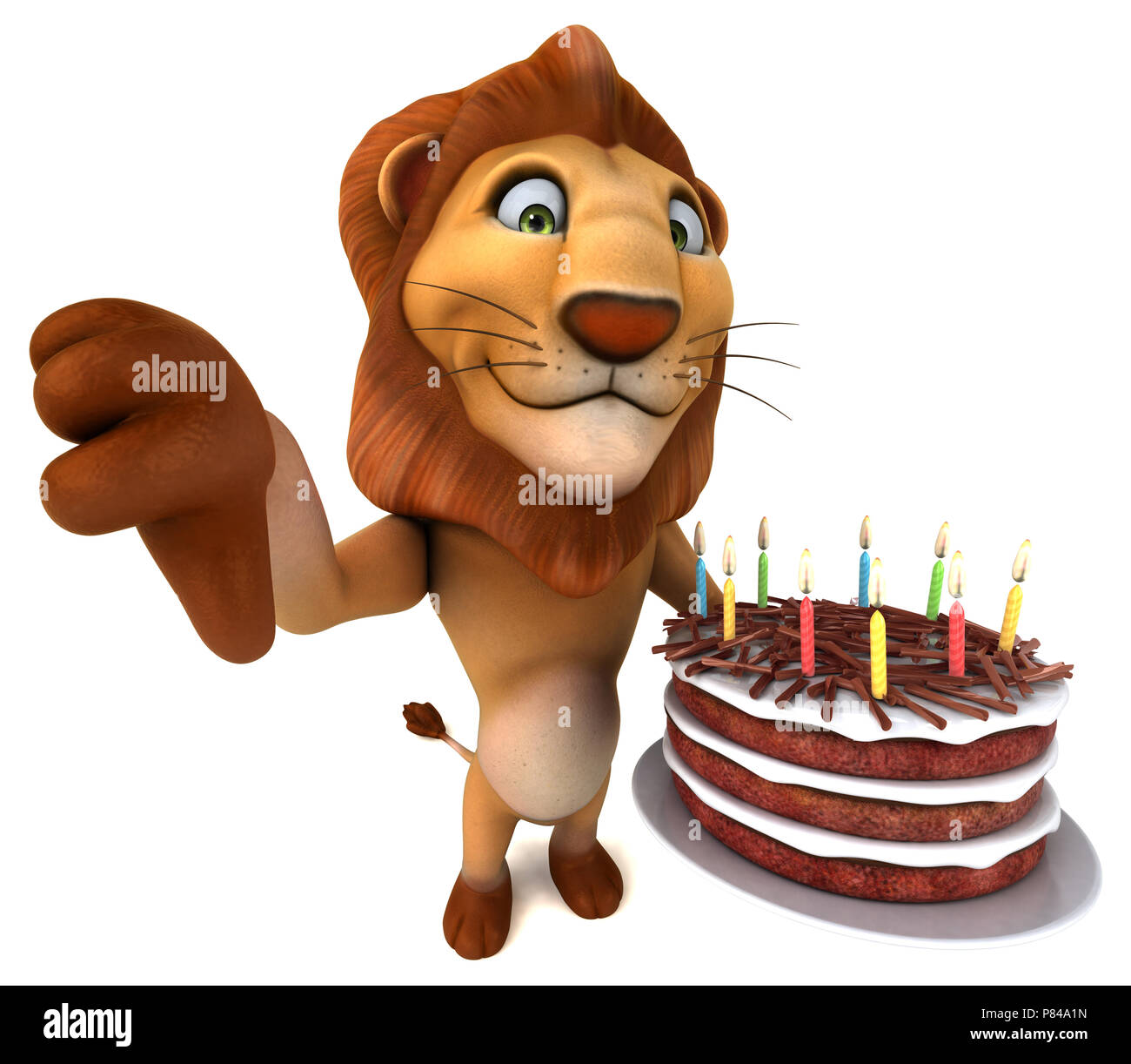 Fun lion - 3D Illustration Stock Photo - Alamy
