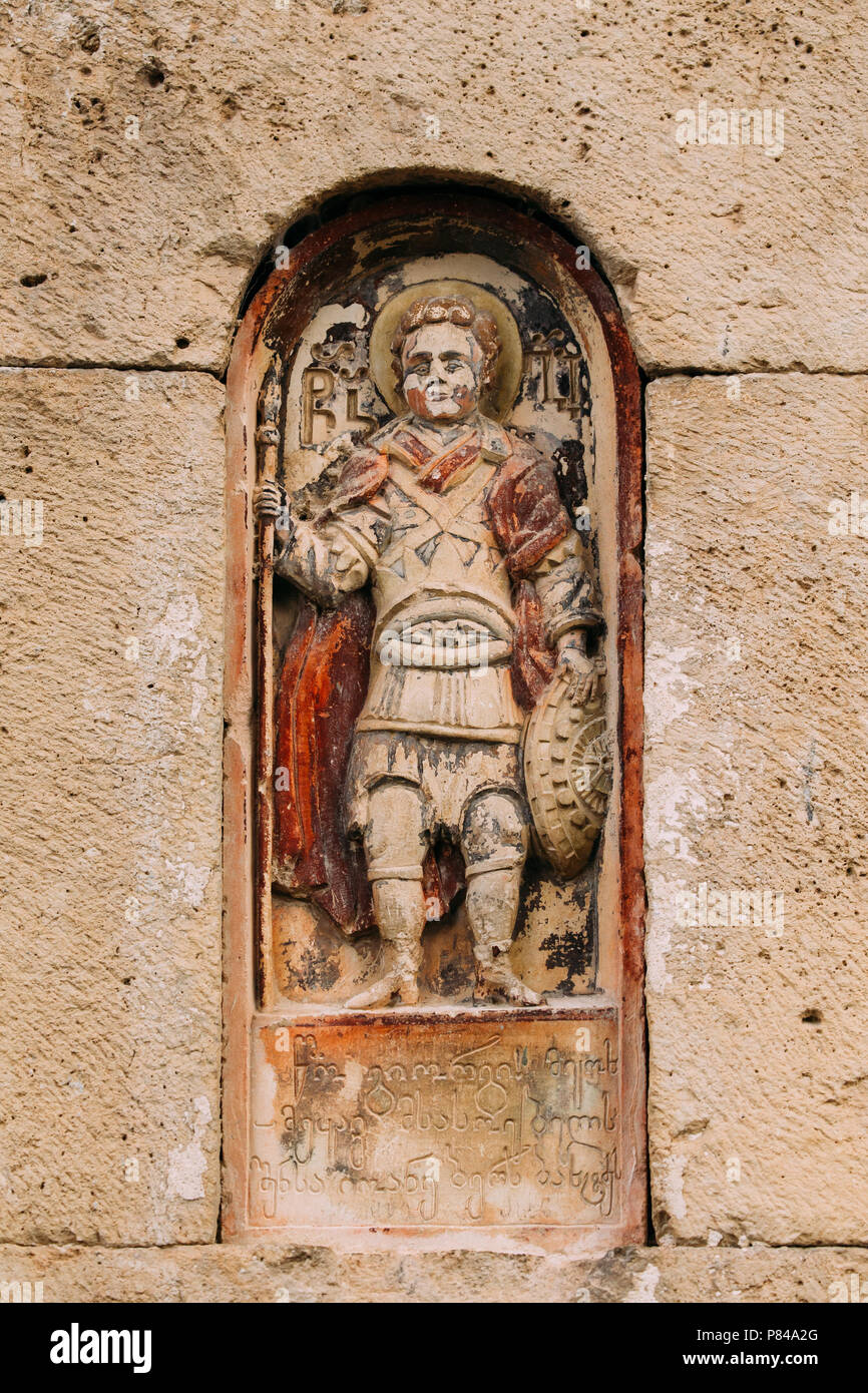 Kutaisi, Georgia. Bas-relief With Picture Of Saint George On The Facade ...