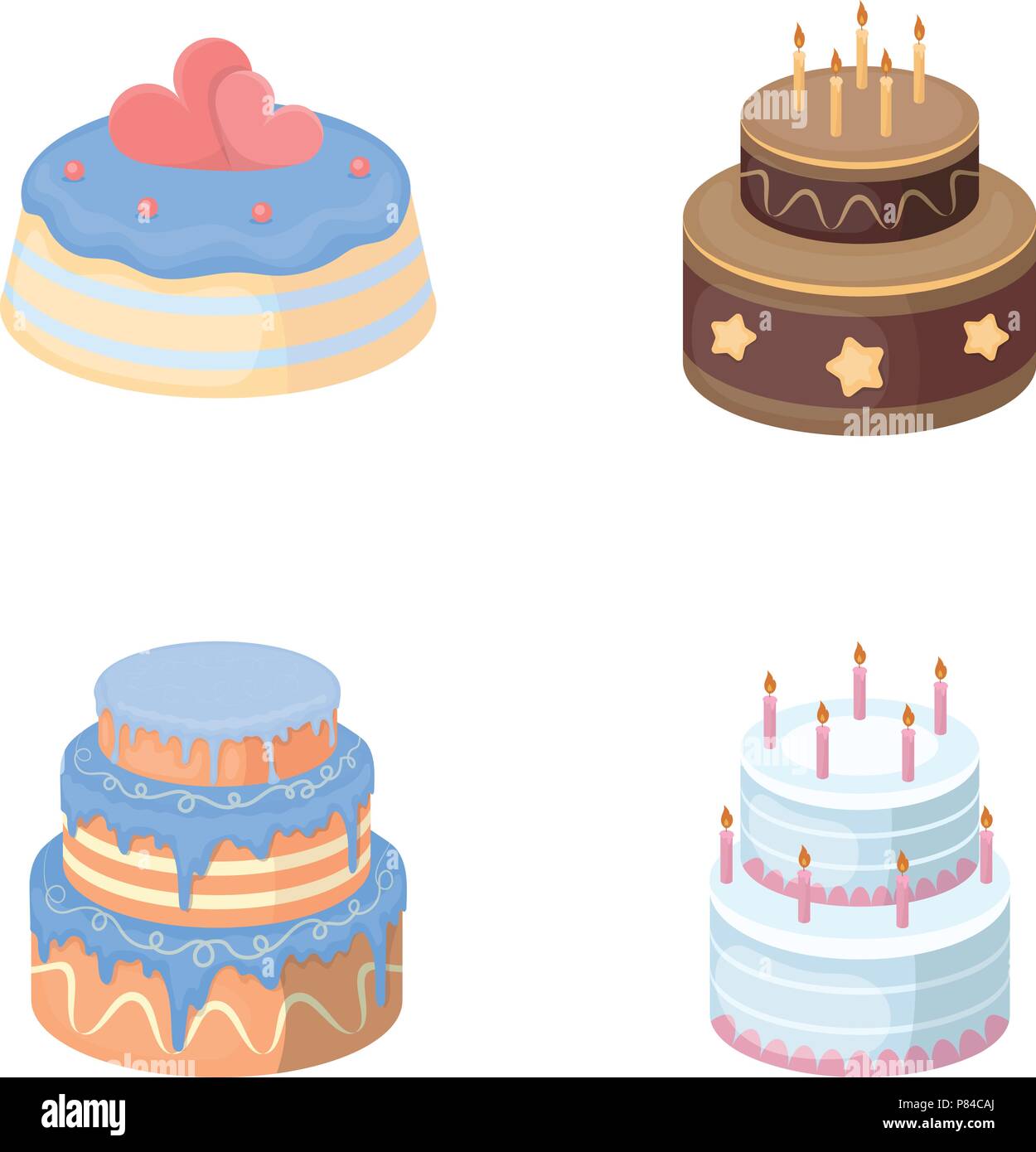 Sweetness, dessert, cream, treacle .Cakes country set collection icons ...