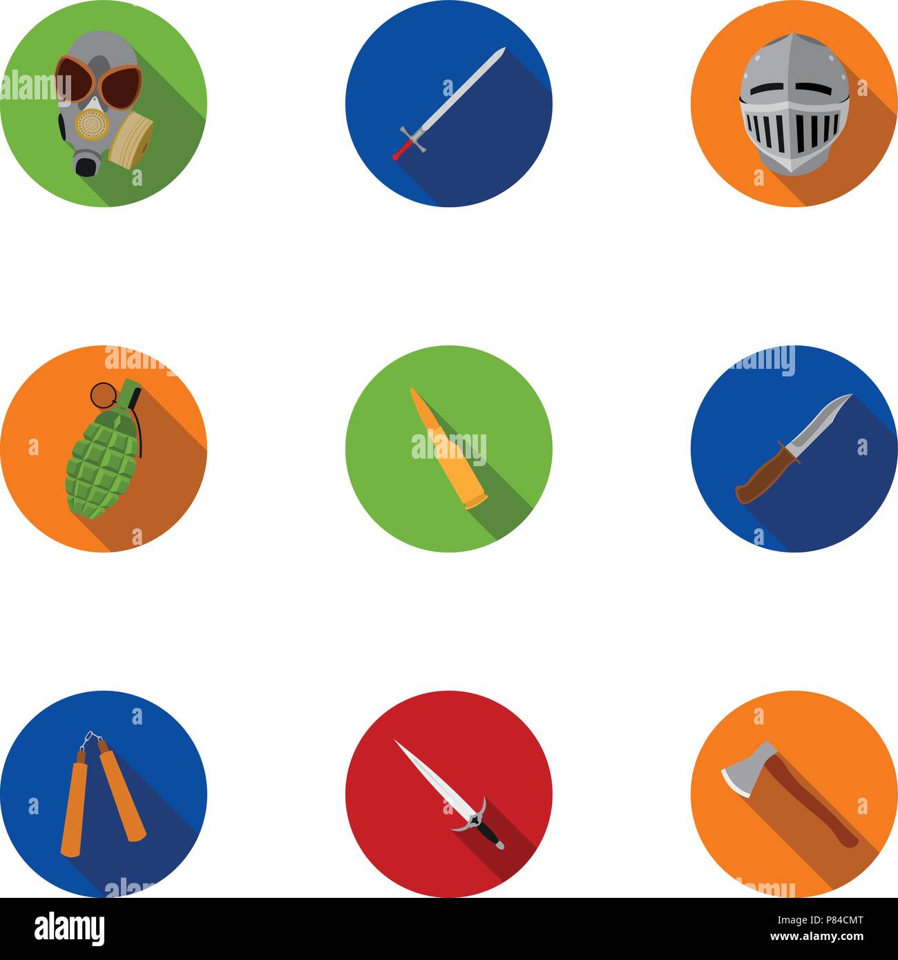 Weapon set icons in flat style. Big collection of weapon vector symbol ...
