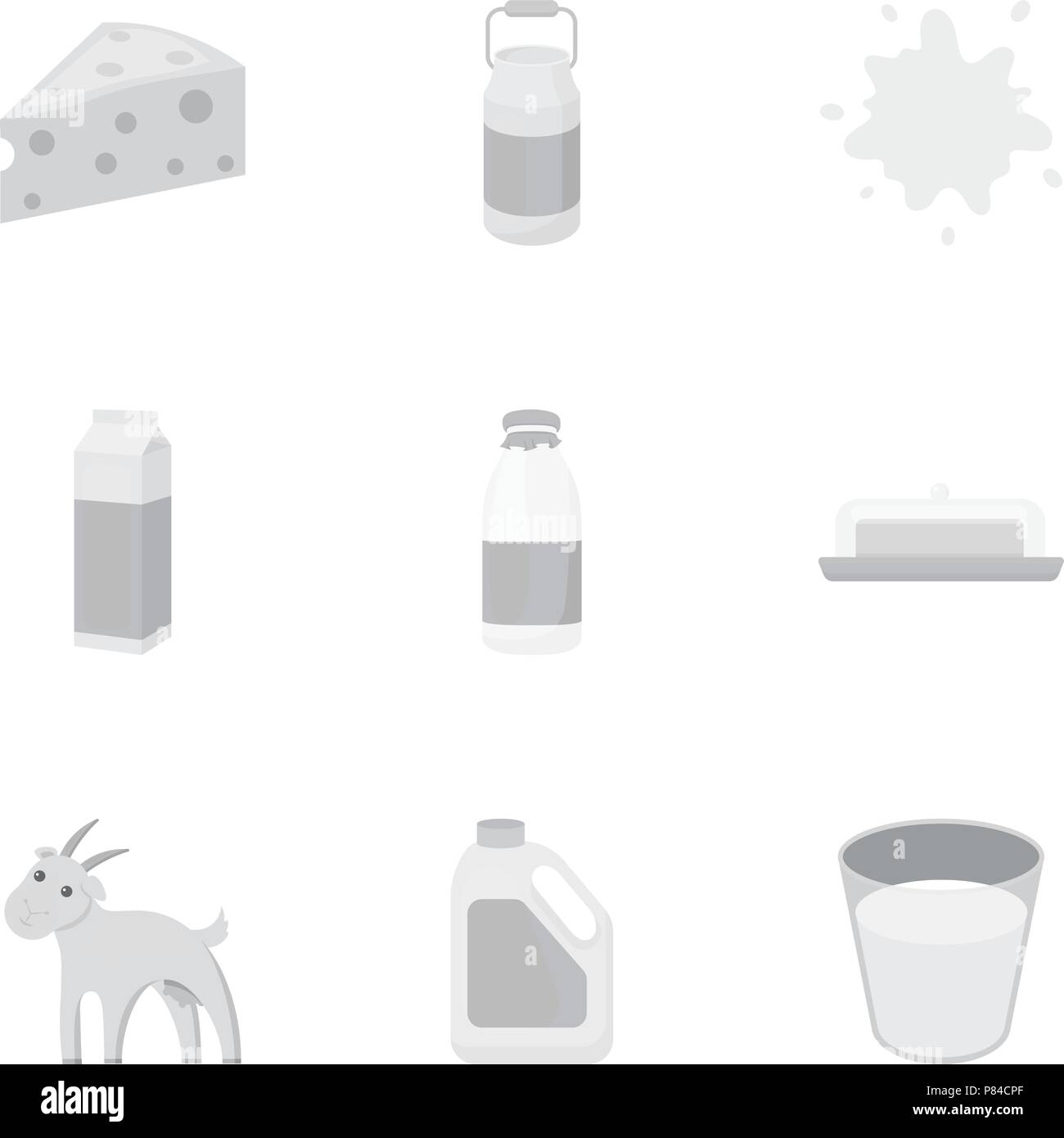 Milk set icons in monochrome style. Big collection of milk vector ...