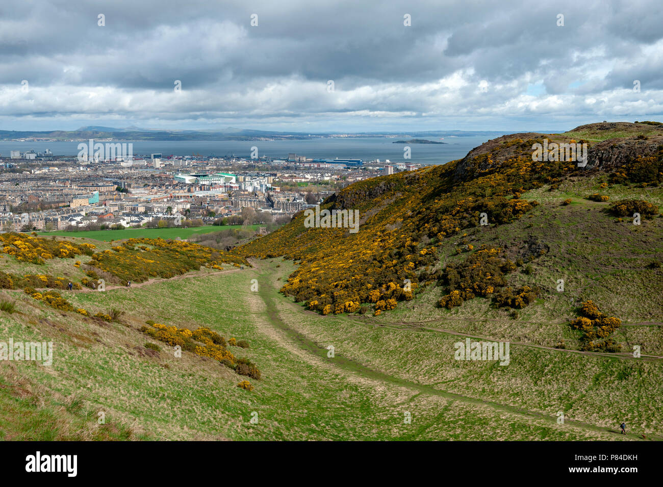 View of Edinburgh city towards coastal area of the North Sea from ...