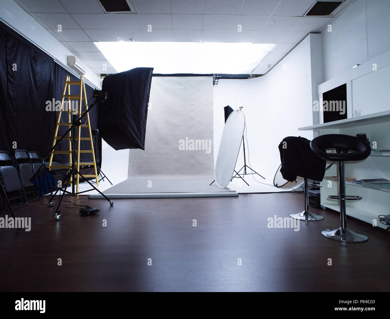 Modern photo studio interior with professional lighting equipment Stock ...