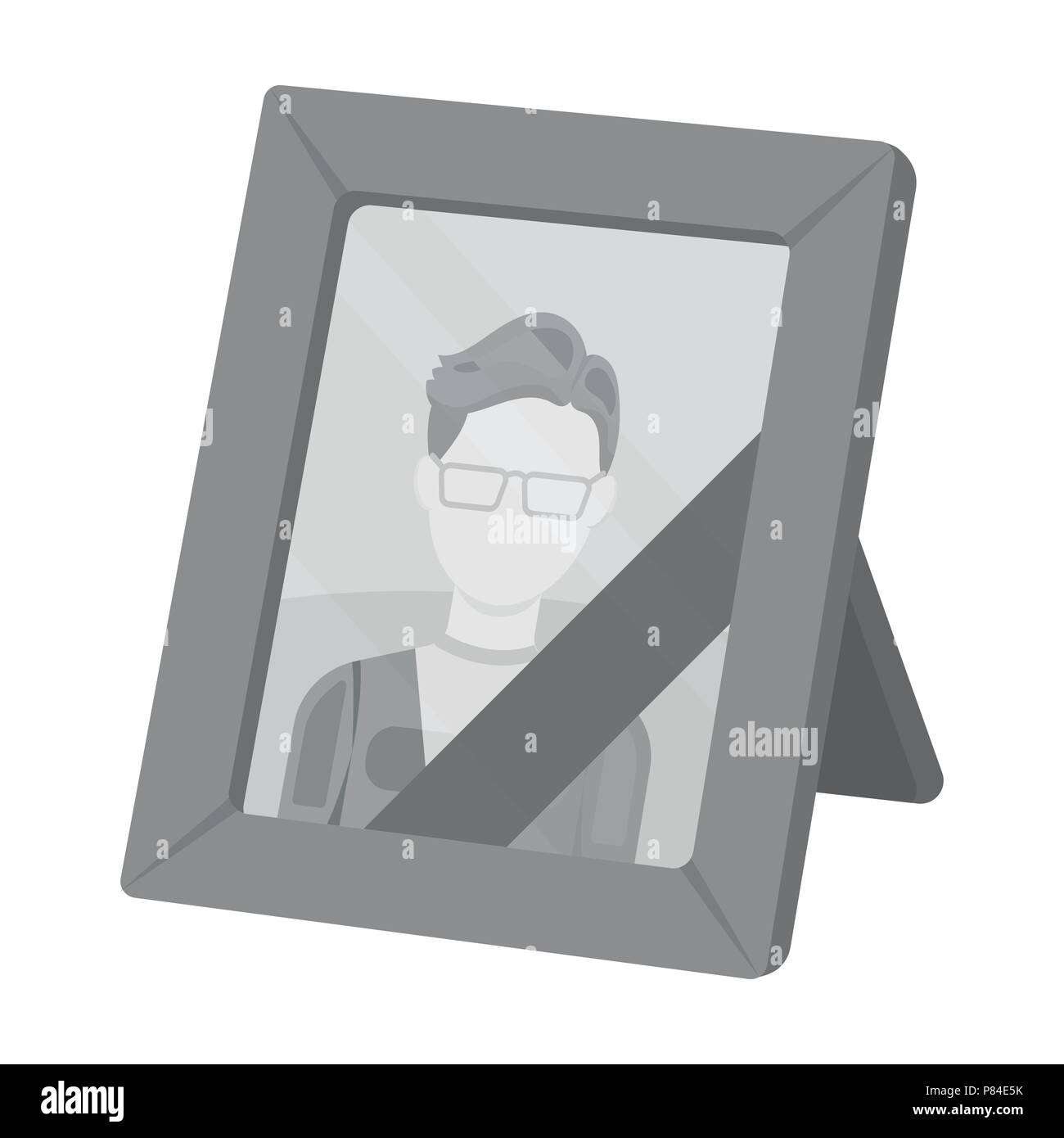 Portrait of deceased person icon in monochrome design isolated on white ...