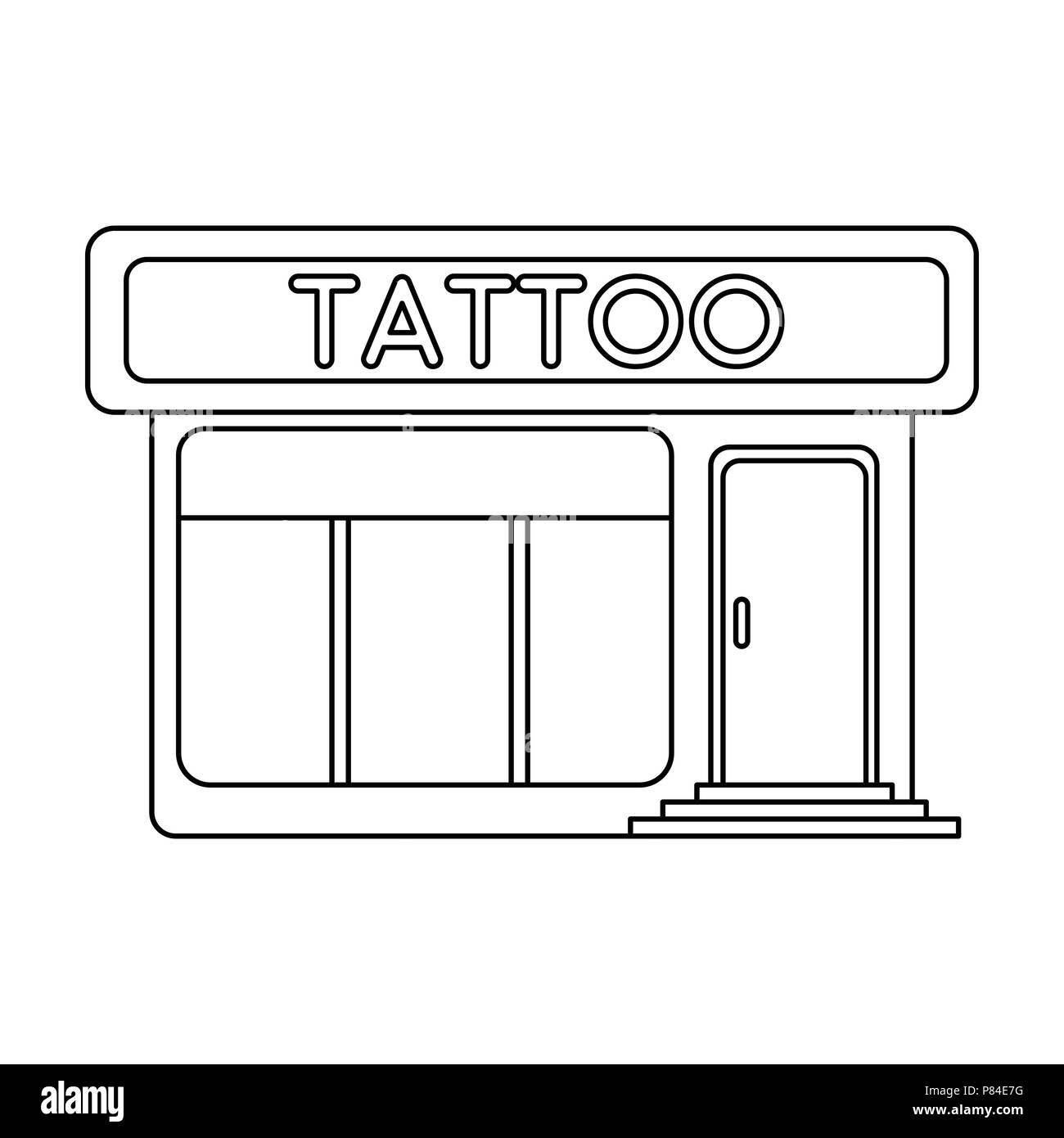 Tattoo salon building parlor icon in outline style isolated on white ...