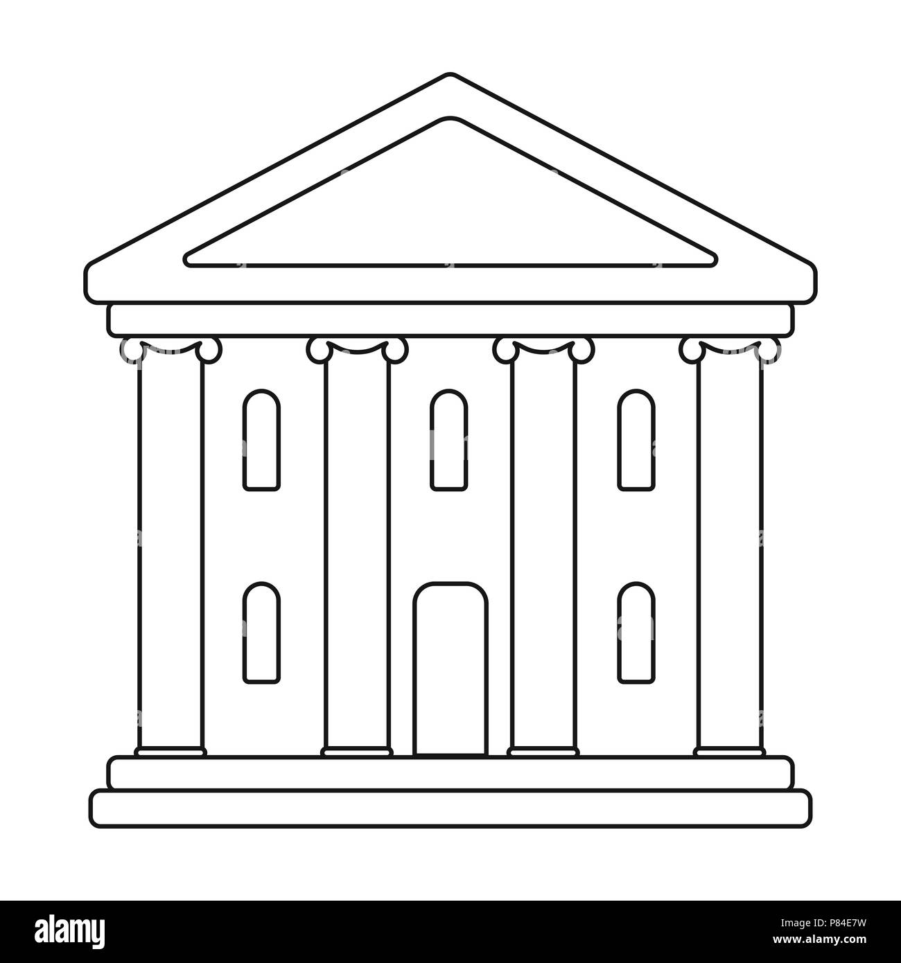 Theatre building icon in outline style isolated on white background ...