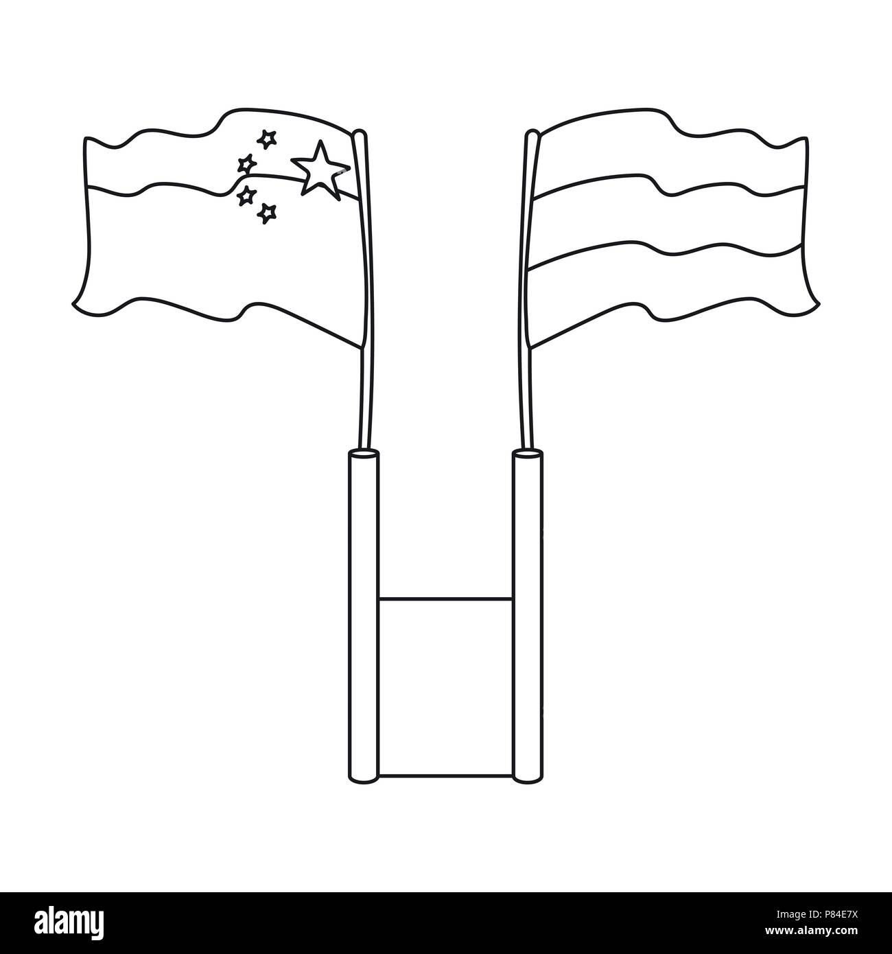 Russia and China flags icon in outline design isolated on white ...