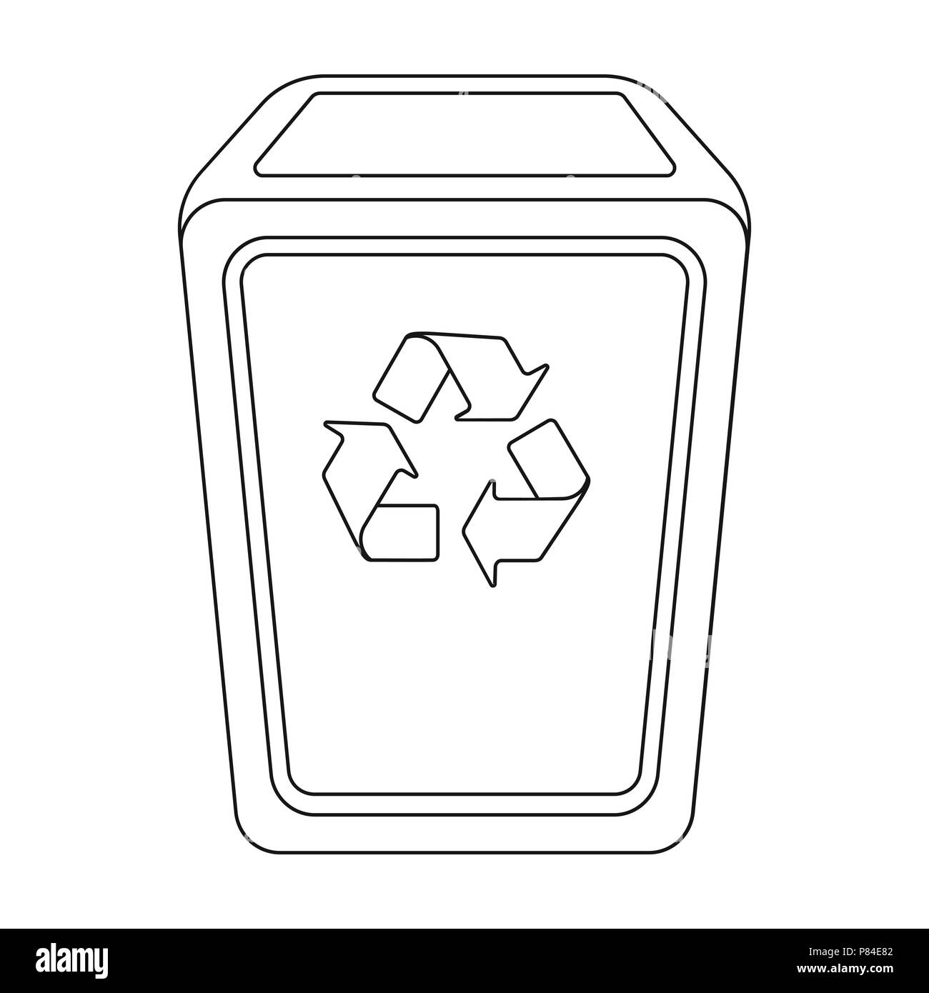 Garbage can icon in outline style isolated on white background. Trash ...