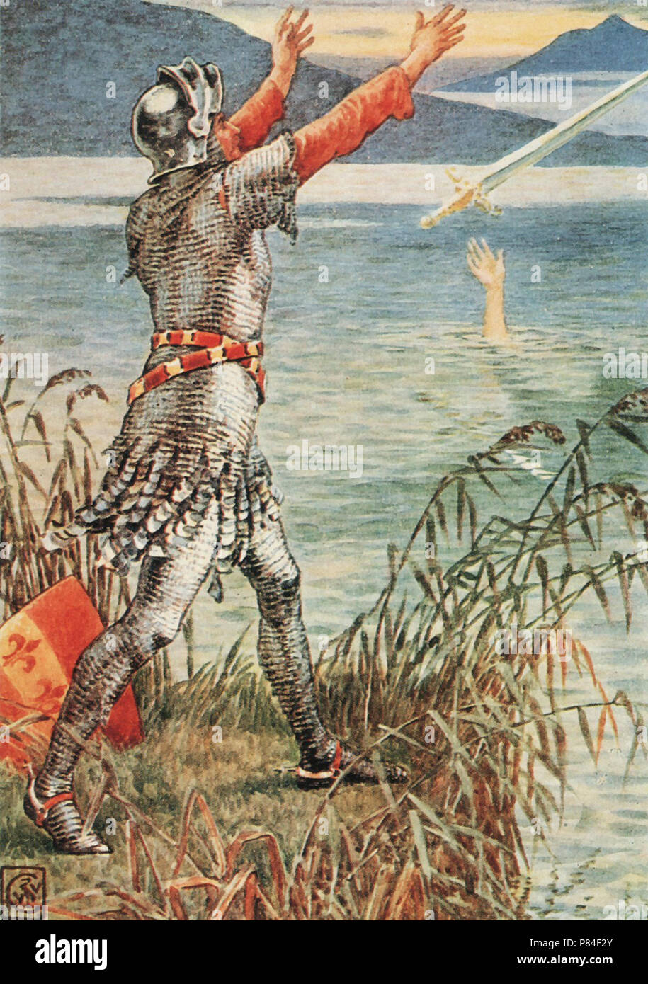 Crane Walter - Sir Bedivere Casts the Sword Excalibur into the Lake ...