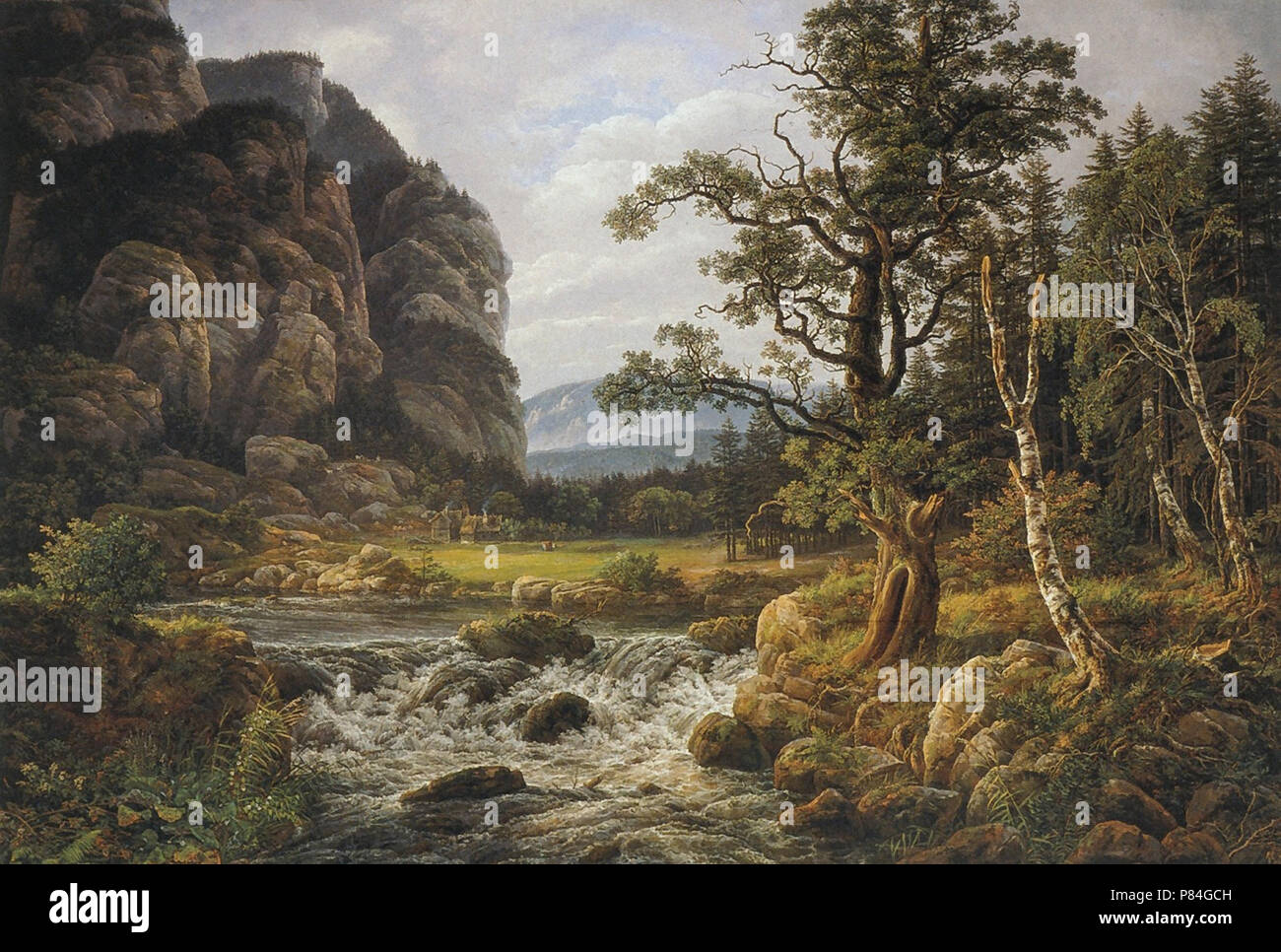 Dahl Johan Christian Clausen - Landscape with Torrent Stock Photo - Alamy