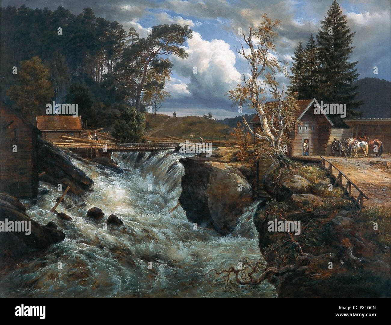 Dahl Johan Christian Clausen - Landskap Med Foss Stock Photo - Alamy