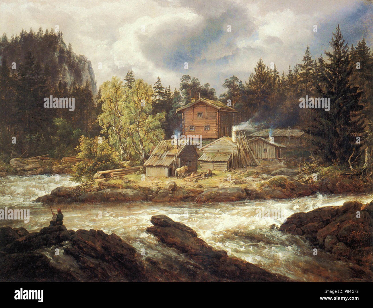 Dahl Johan Christian Clausen - View of Honefossen Stock Photo - Alamy
