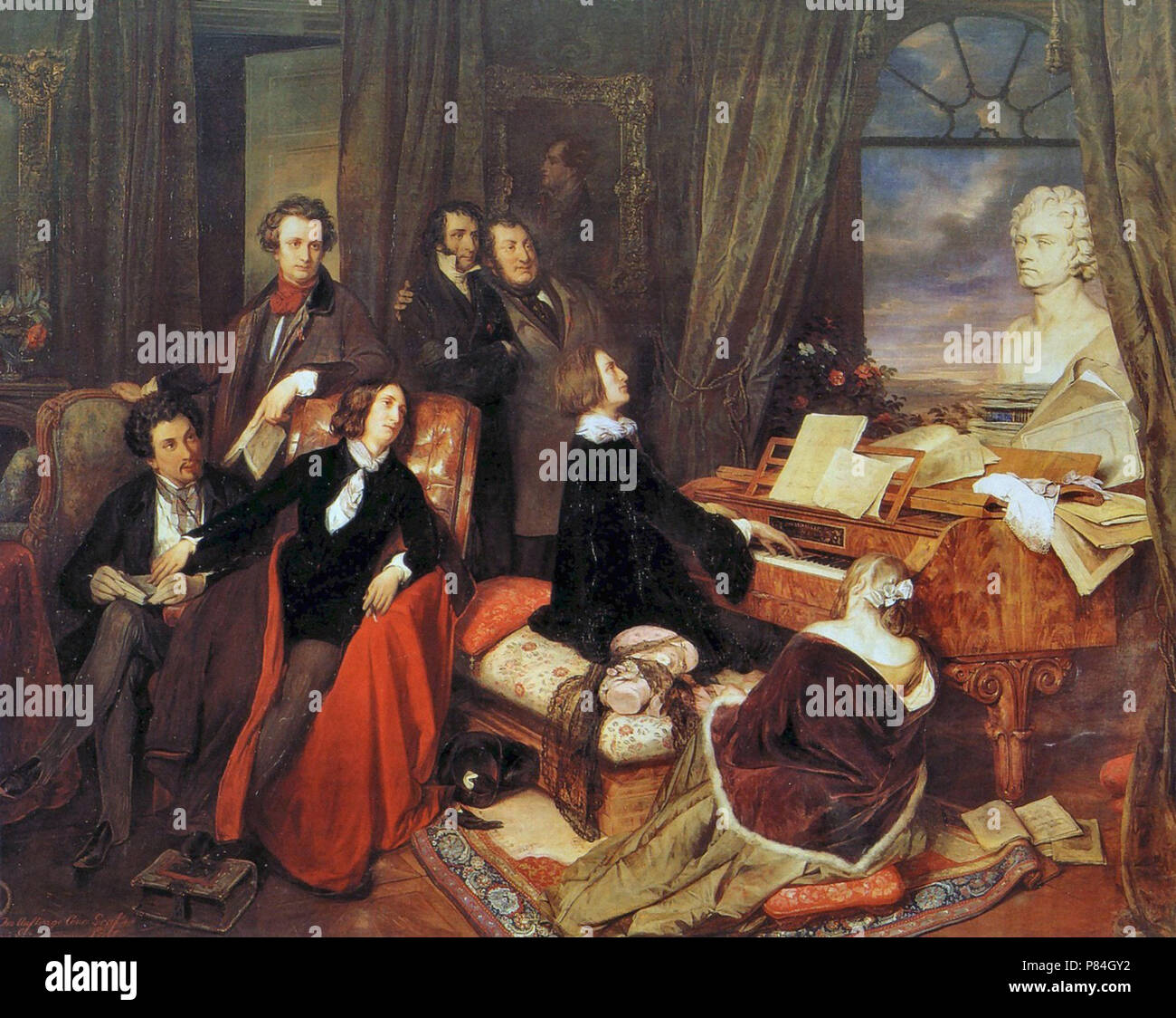 Danhauser Josef - Franz Liszt Fantasizing at the Piano Stock Photo - Alamy