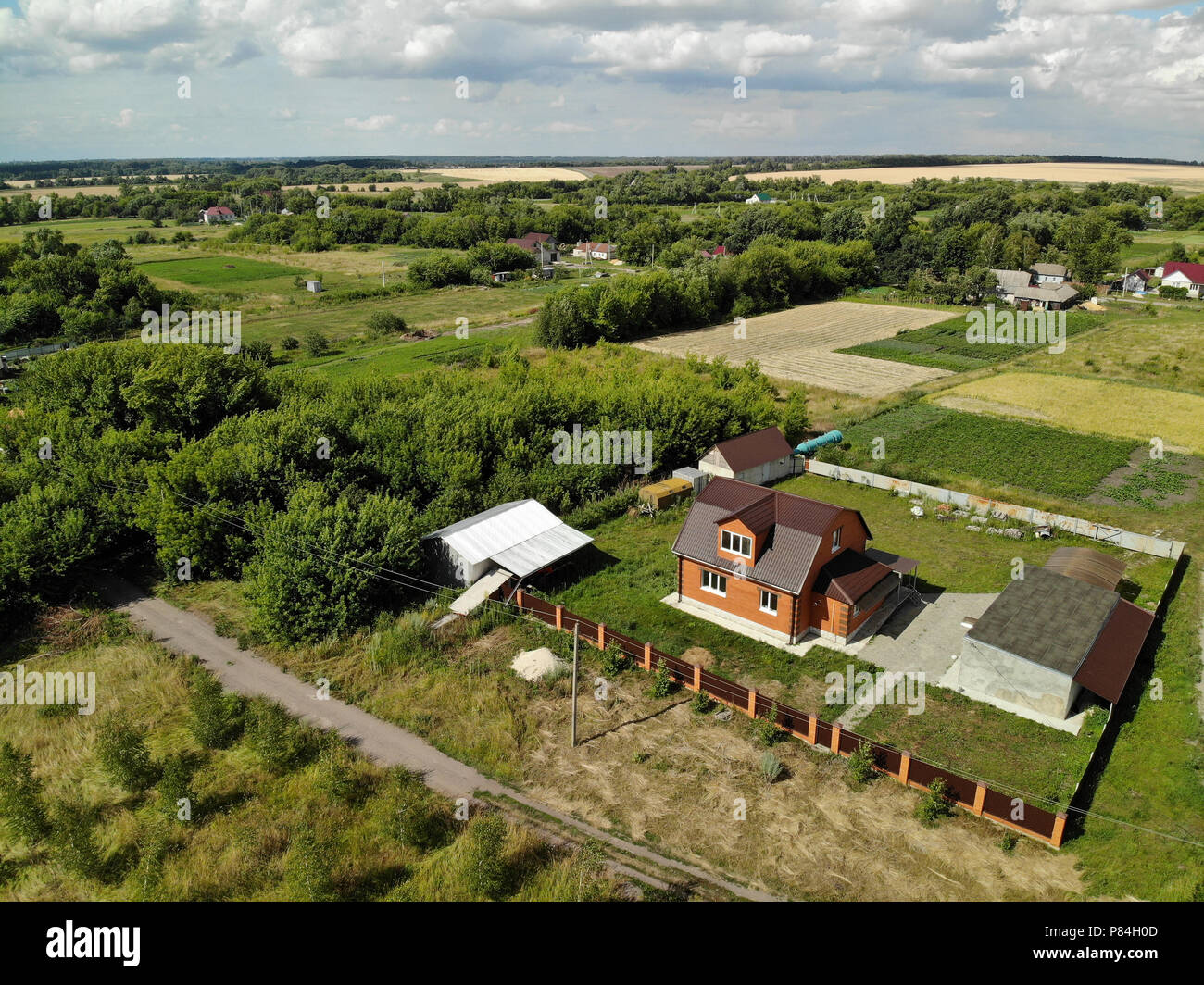 Rural country houses field aerial hi-res stock photography and images ...