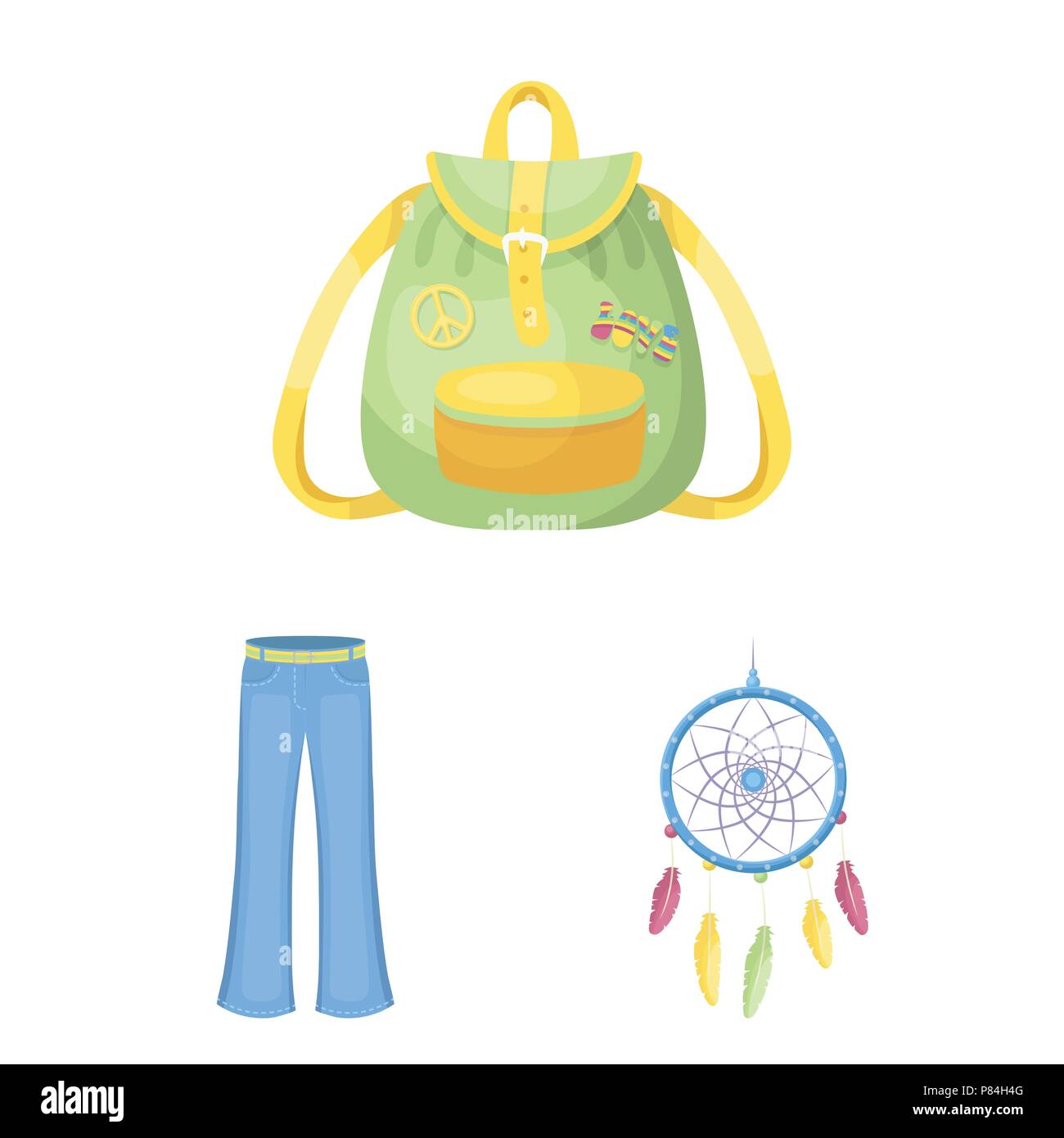 Happy and attribute cartoon icons in set collection for design. Happy ...