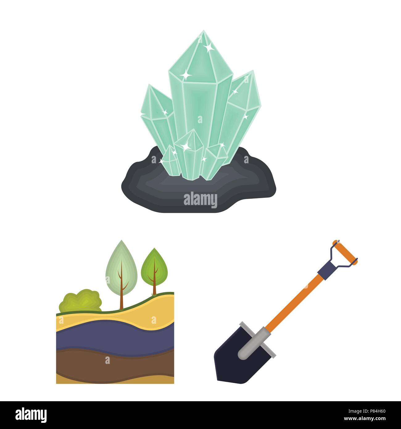 Mining industry cartoon icons in set collection for design. Equipment ...