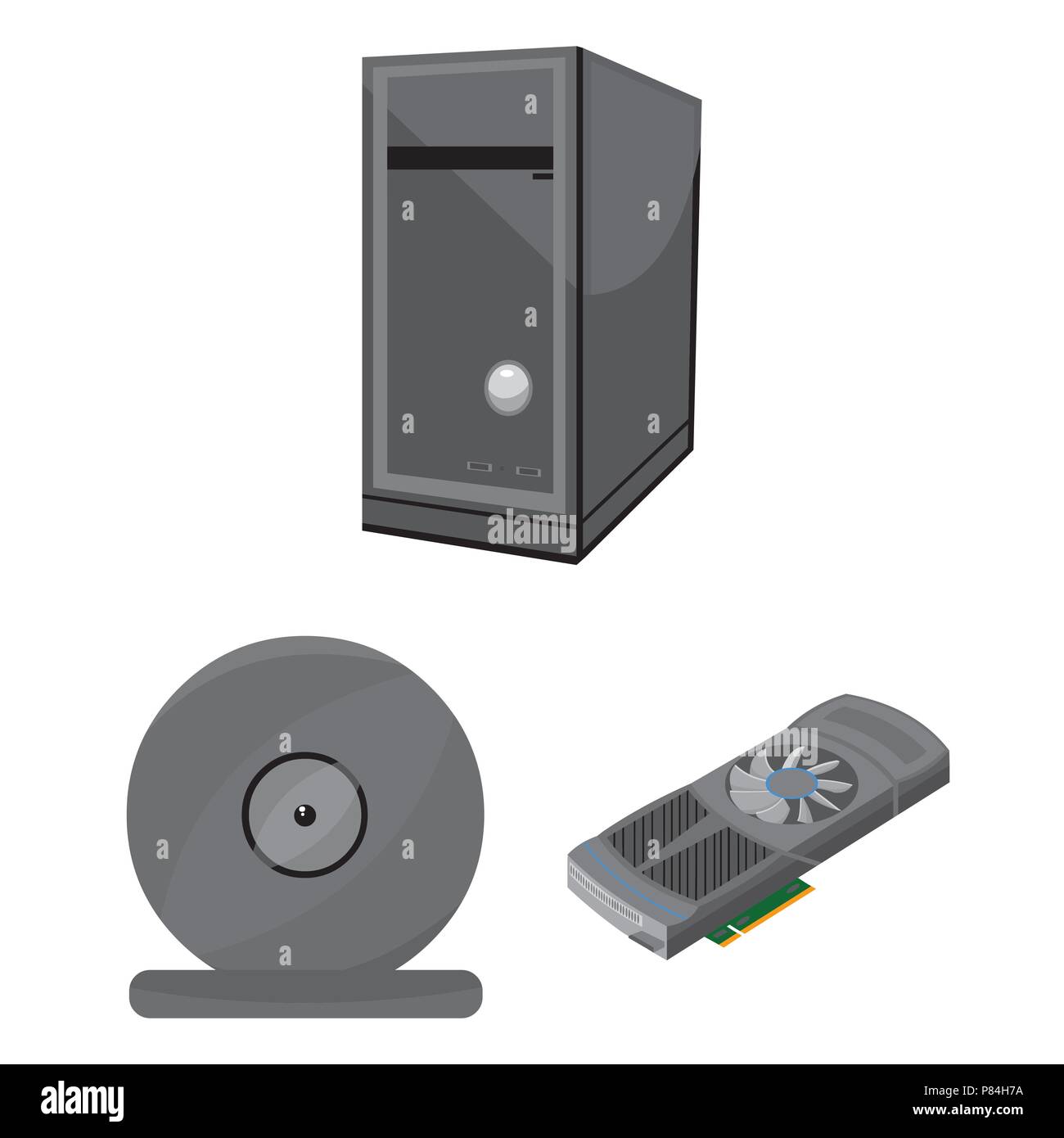 Personal computer cartoon icons in set collection for design. Equipment ...