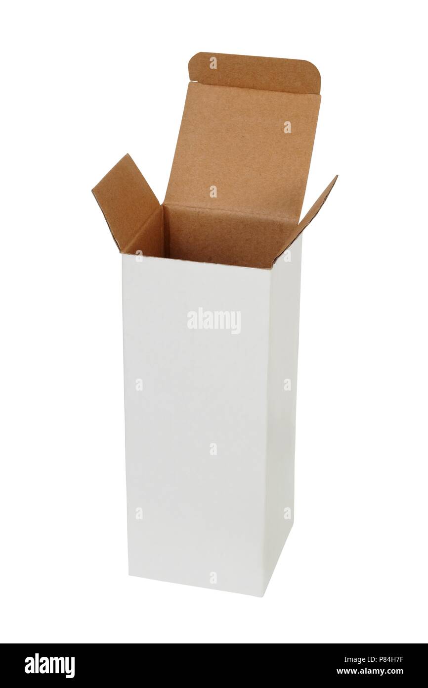 Tall cardboard box isolated on white backgrund Stock Photo - Alamy