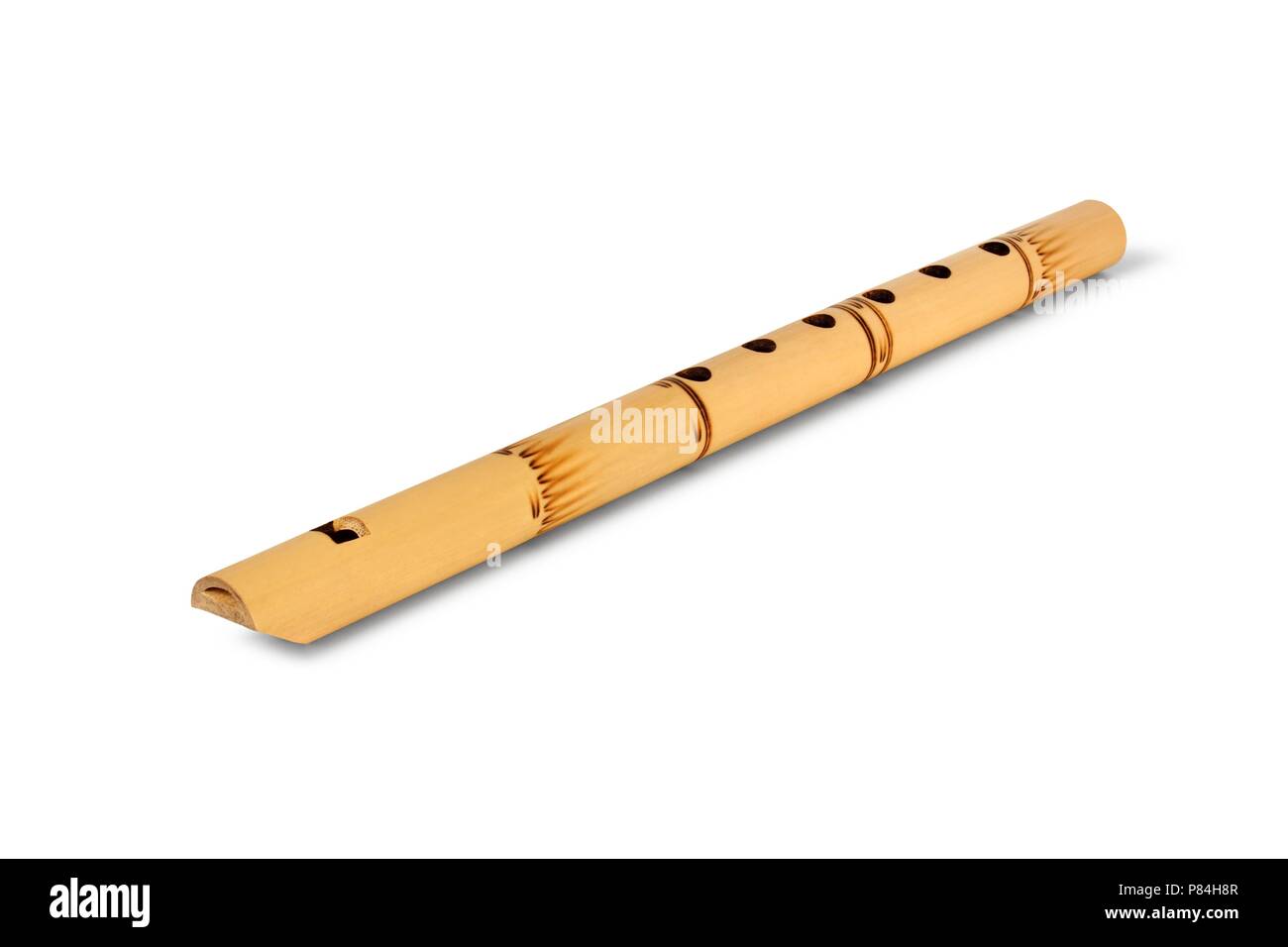 Wooden flute on white background Stock Photo - Alamy
