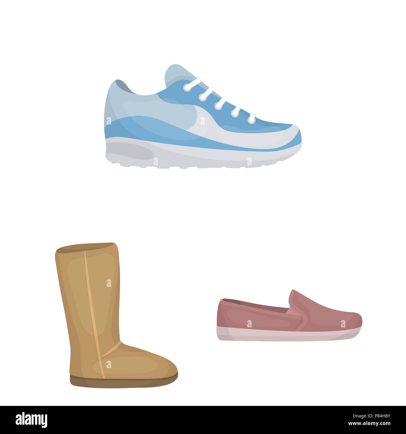 A variety of shoes cartoon icons in set collection for design. Boot ...