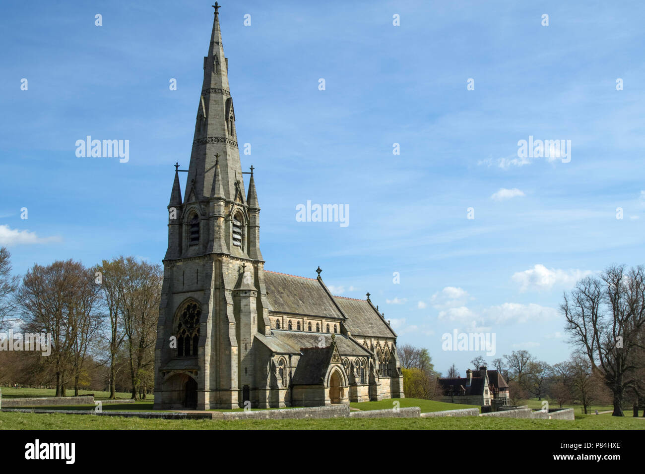St Mary's Church in the grounds of Studley Royal, Ripon, North ...