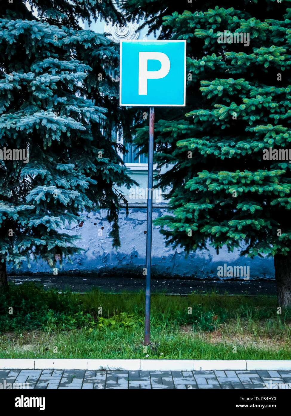 Road sign indicating Parking near the administrative building Stock ...