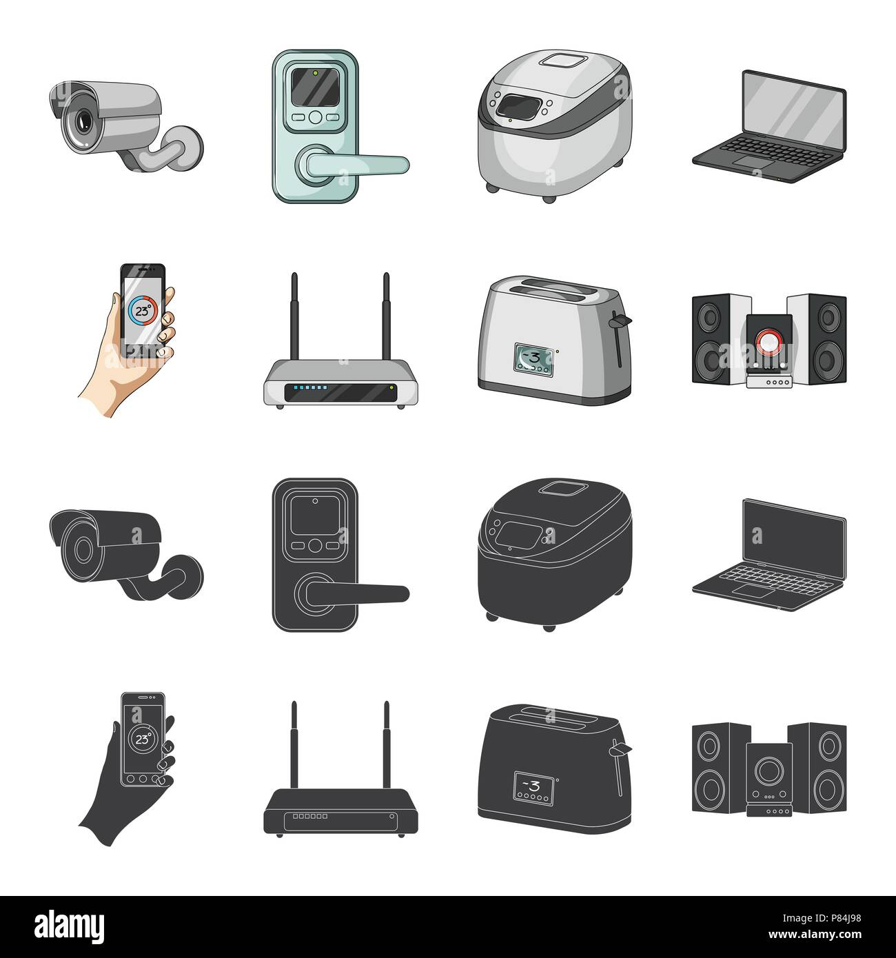 Home appliances and equipment black,cartoon icons in set collection for ...