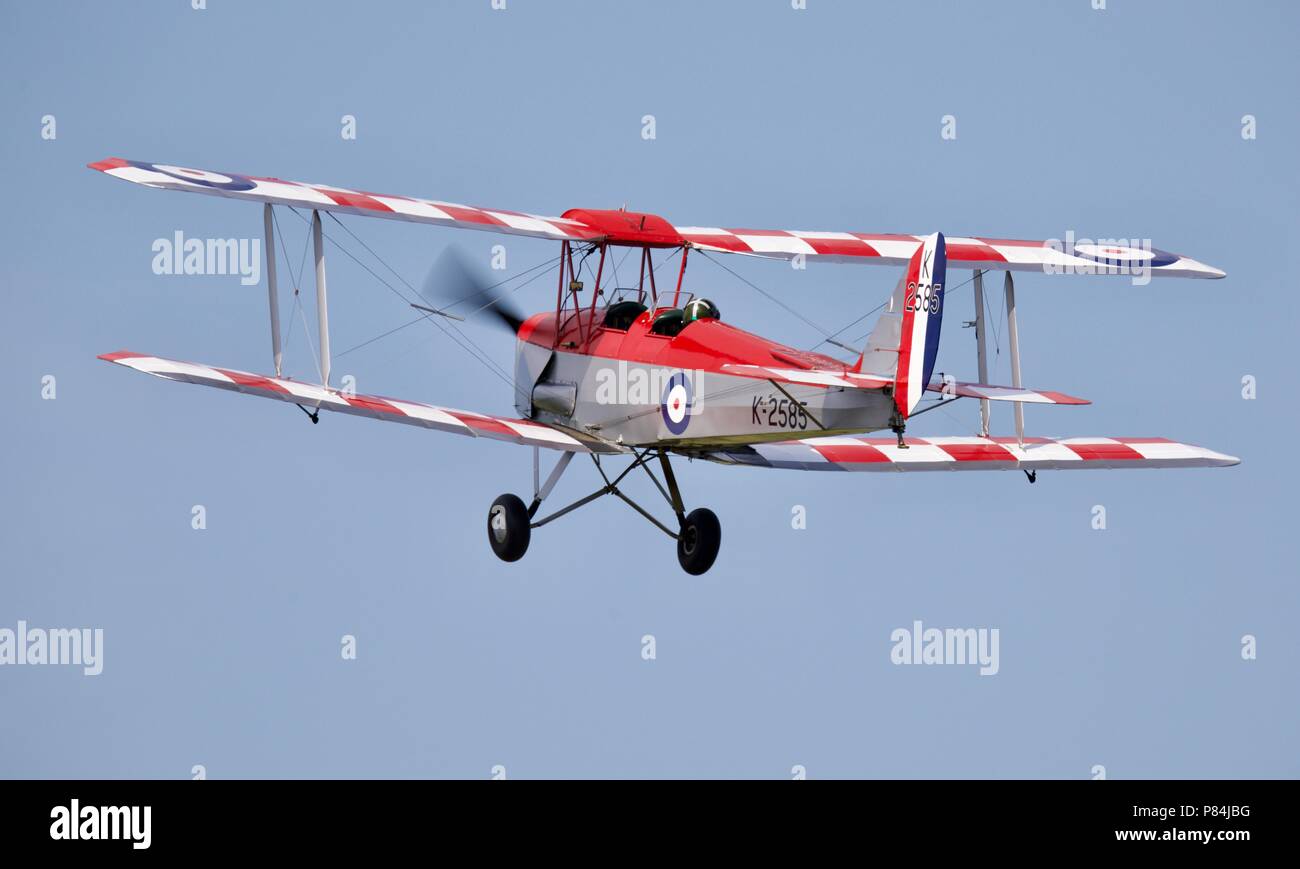 1931 DH82A Tiger Moth flying at Shuttleworth Military Pageant airshow ...