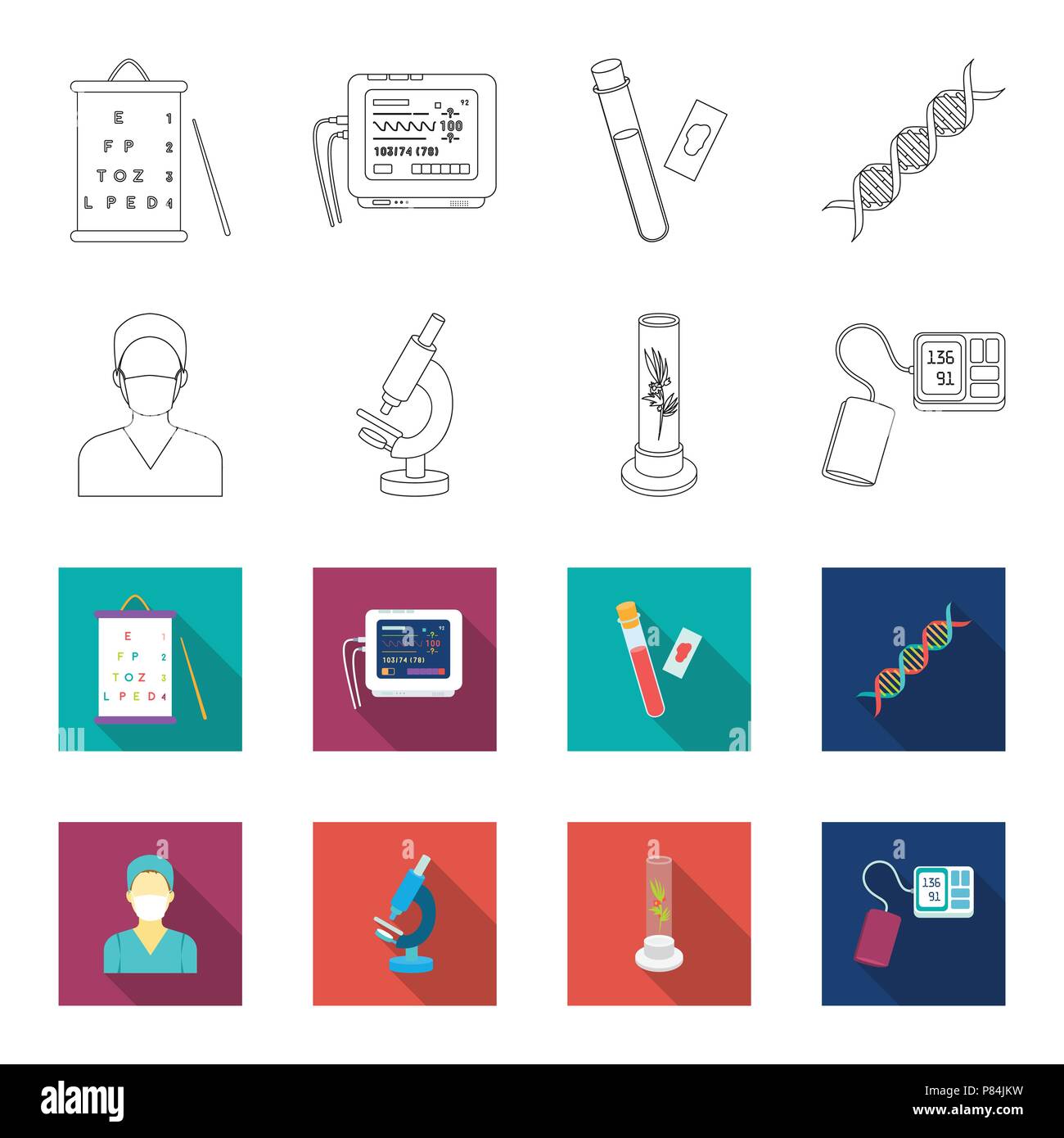 Plant in vitro, nurse, microscope, tonometer. Medicine set collection ...