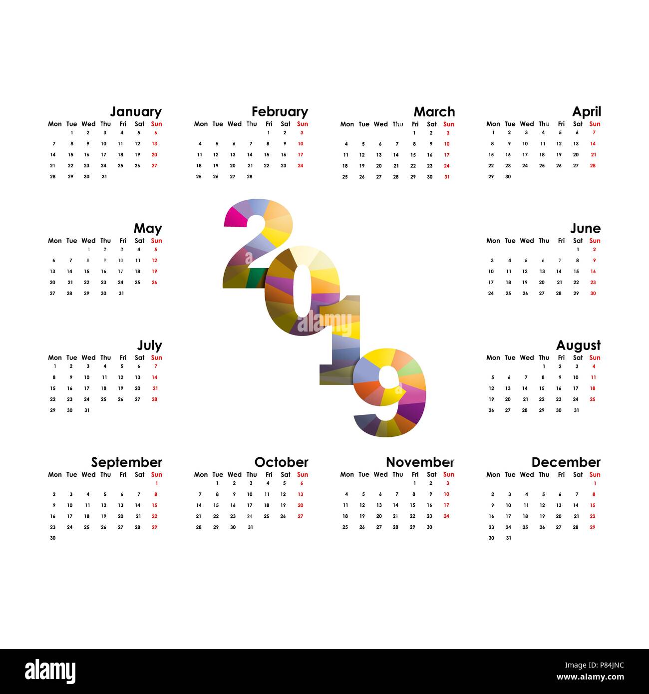 Yearly calendar vector vectors Stock Vector Images - Alamy