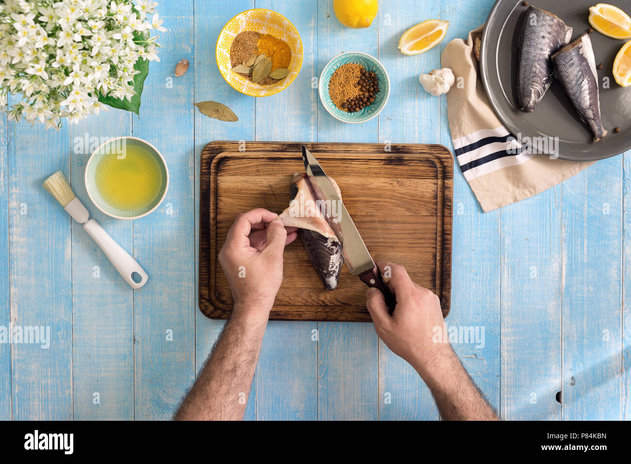 Cutting a big fish hi-res stock photography and images - Alamy