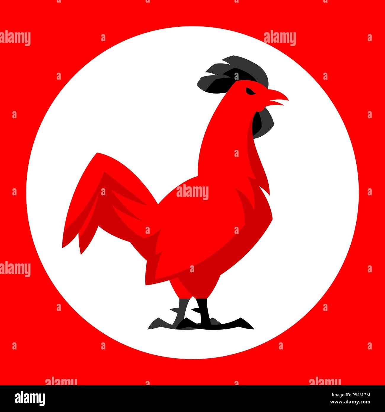 Chicken emblem. Stylized illustration of red cock Stock Vector Image ...