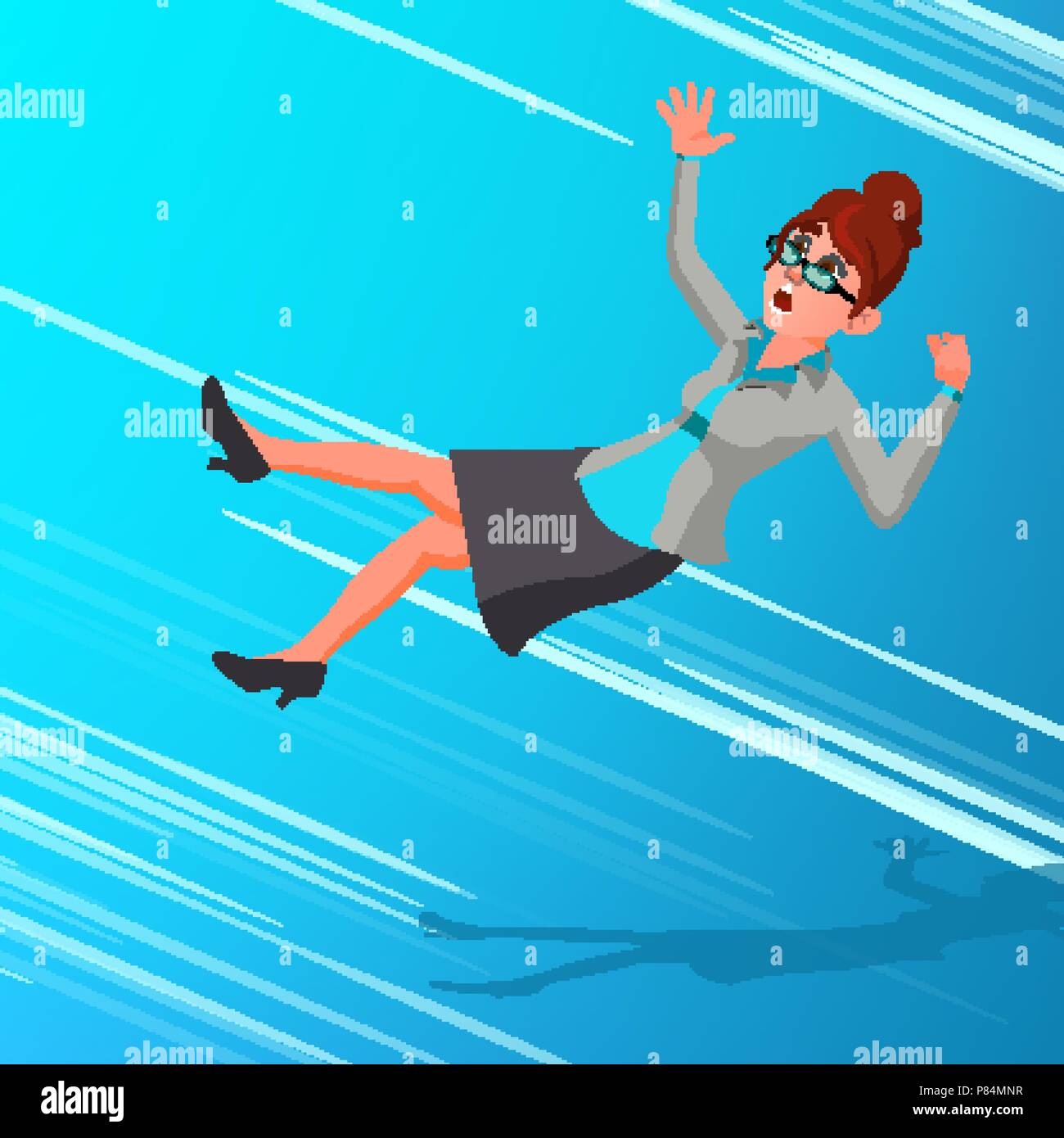 Business Woman Falling Down Vector. Finance Miskate, Business ...