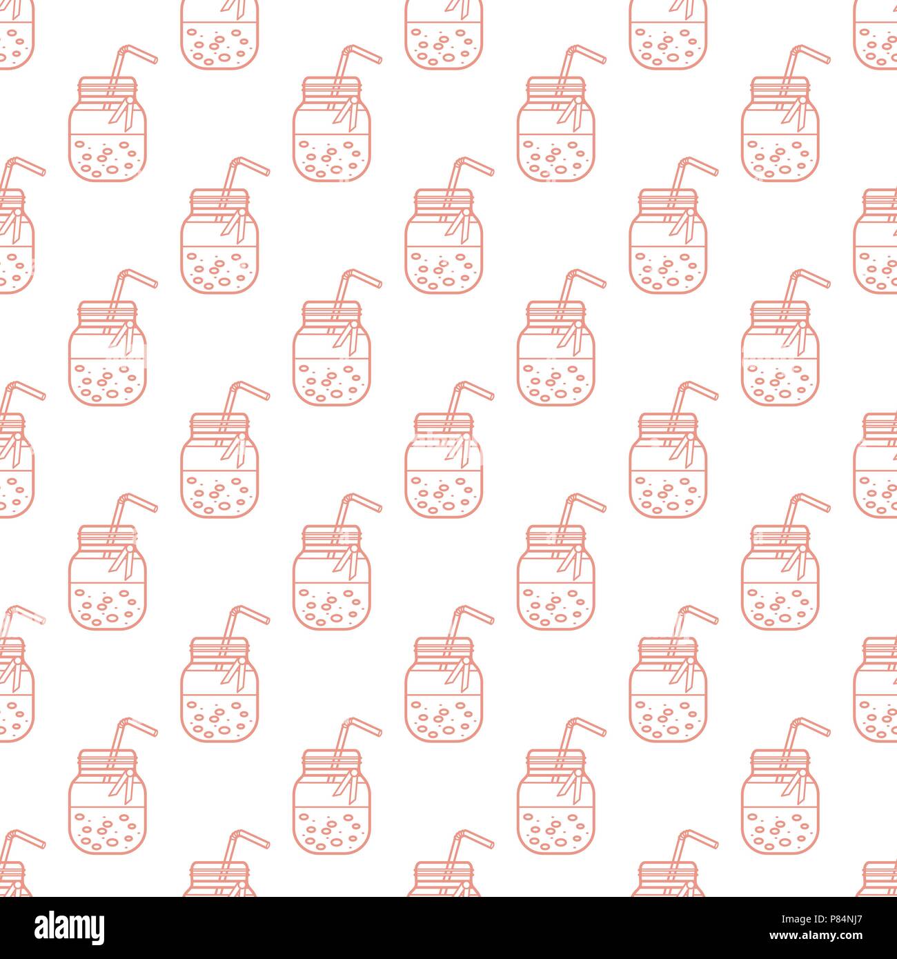 Seamless pattern with smoothie in jars and tubes. Healthy eating habits ...
