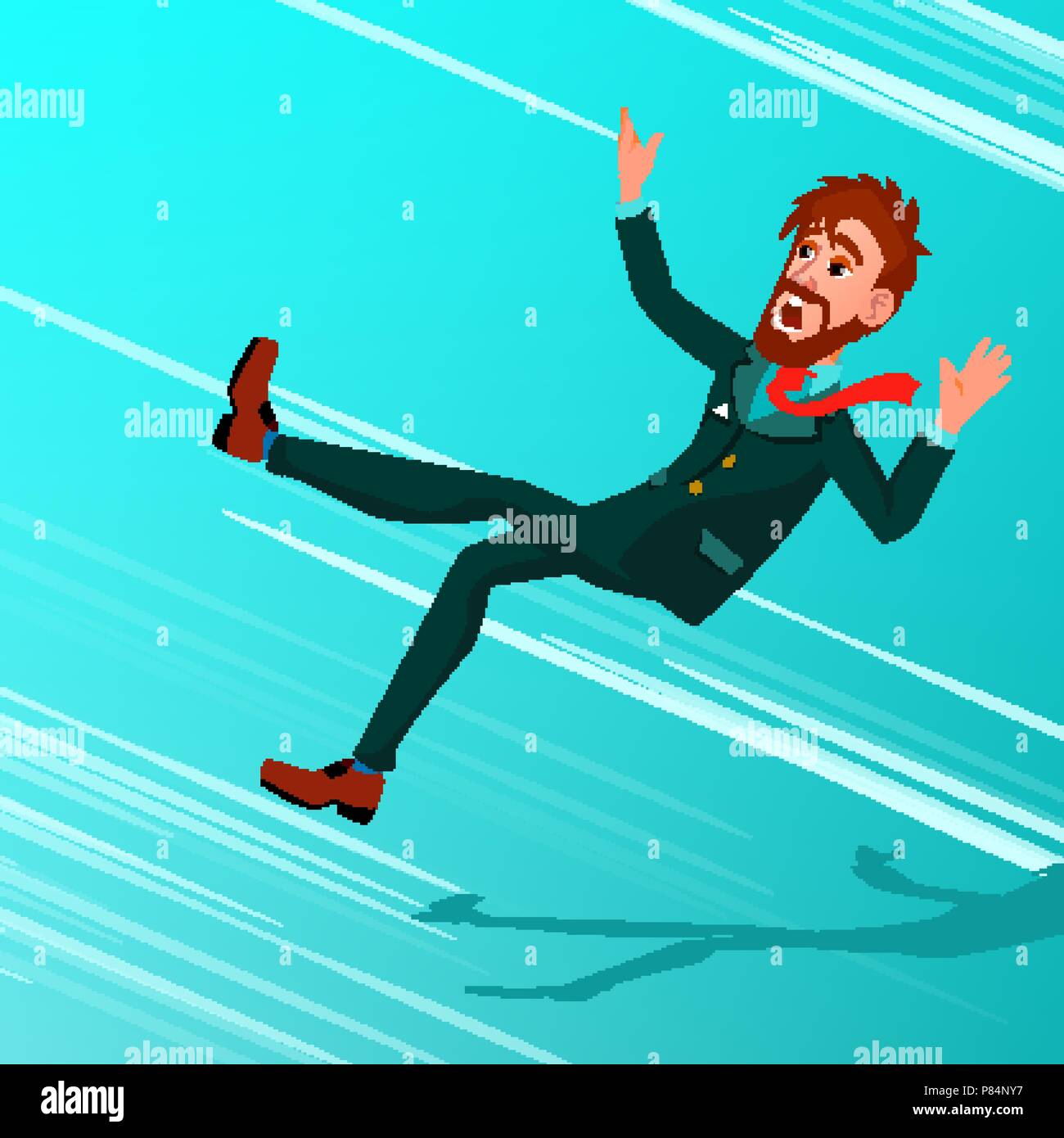 Cartoon illustration screaming man falling Stock Vector Images - Alamy